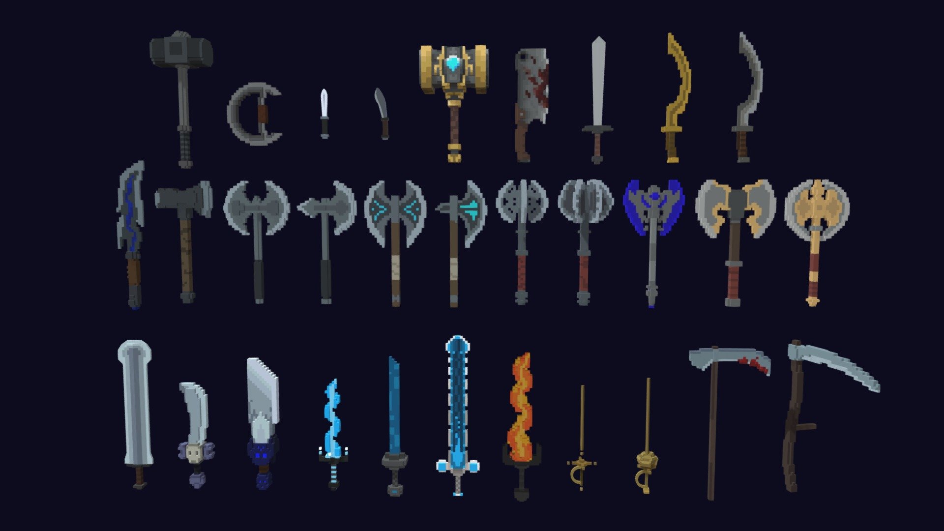Voxel Weapons Pack - 3D Lowpoly Game Assets - Buy Royalty Free 3D model ...