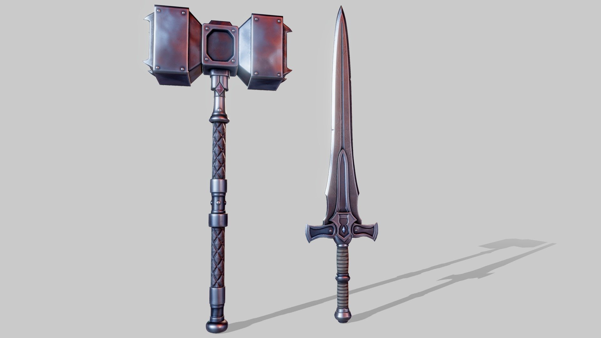 stylised Greatsword And Hammer - Download Free 3D model by guillaume ...