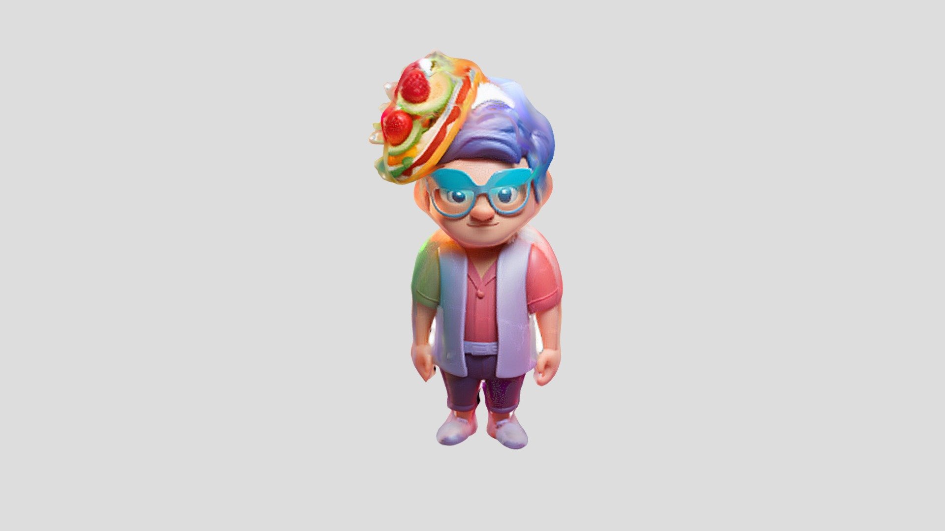 Colorful Toy Figure with Pizza Hat A colorful - Download Free 3D model ...