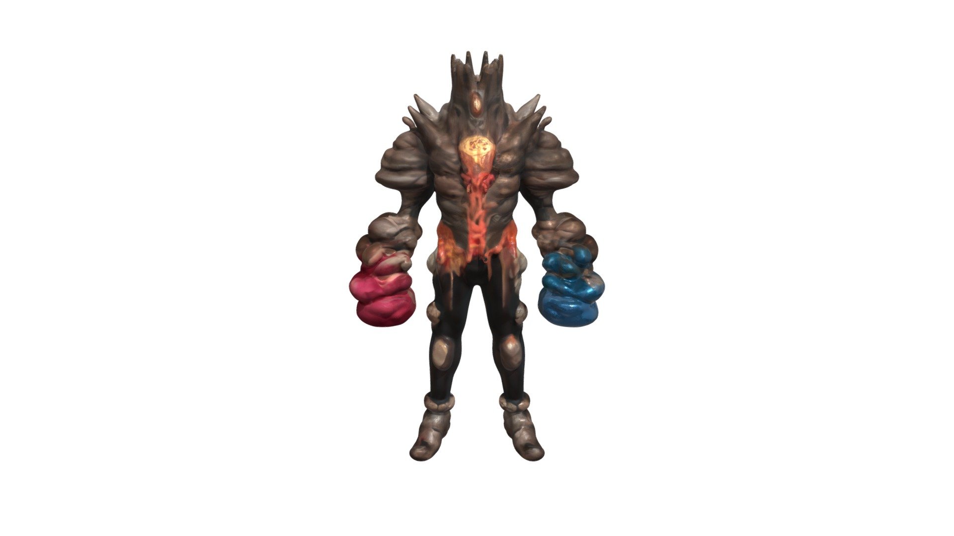humanoid rock/wood golem with crystal fist - Download Free 3D model by ...