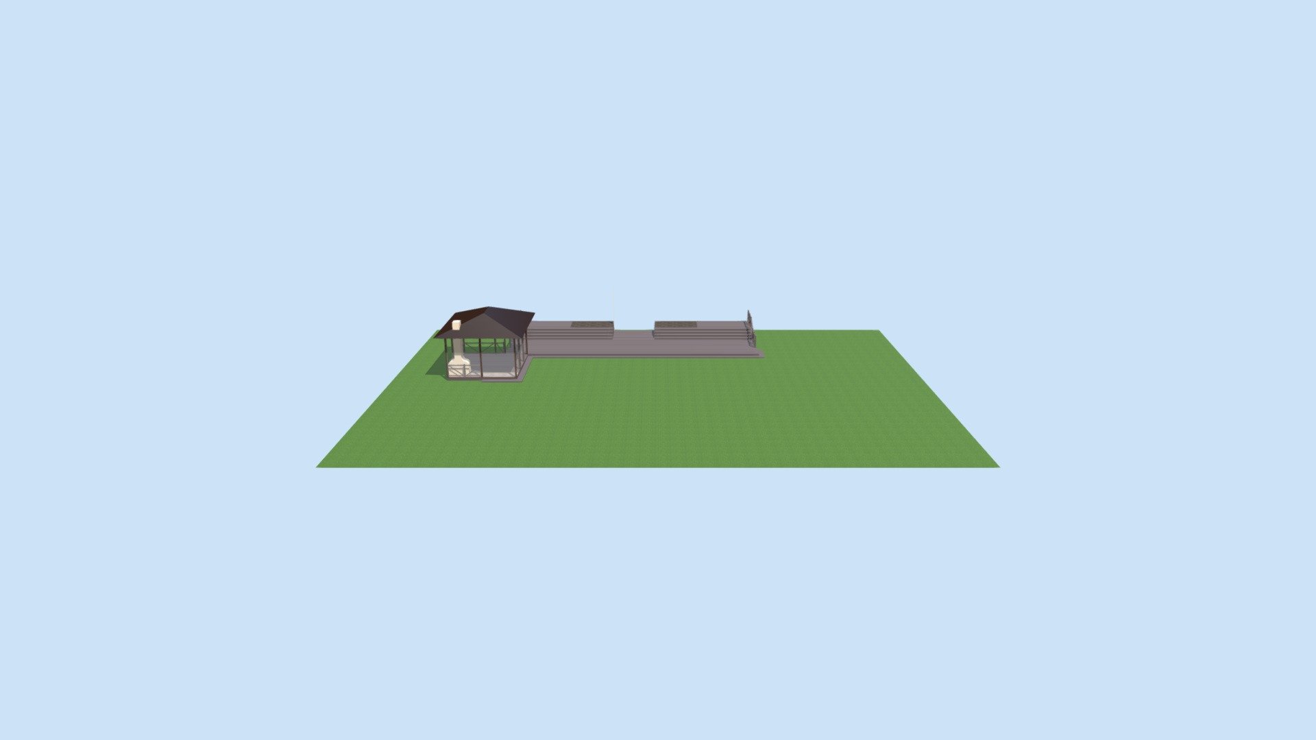 Терраса с беседкой ступень+1/2 ограждений - 3D model by Lara.Tab ...