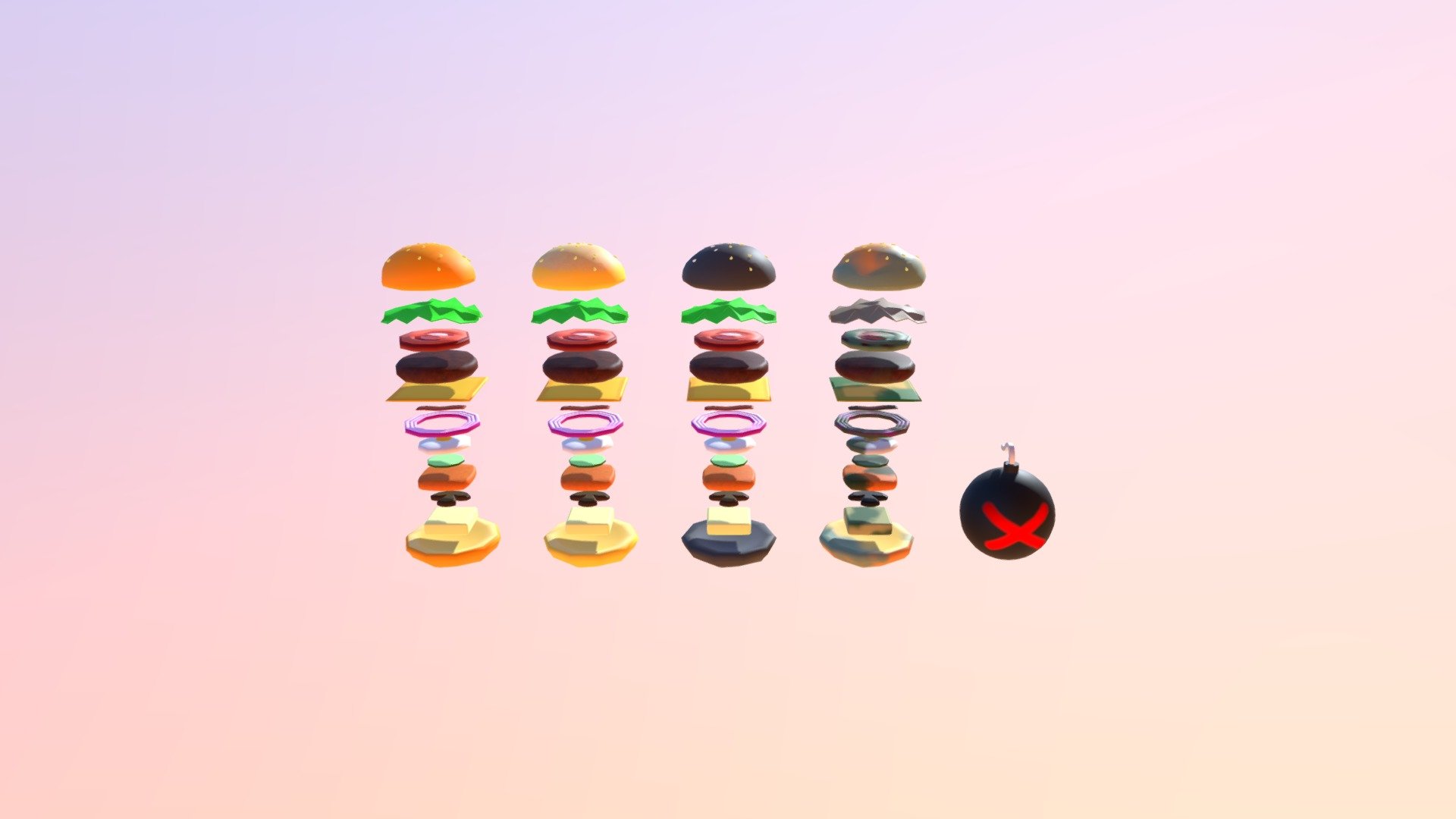 Burgers & Bomb for Burger Drop! - 3D model by Deko (@deko2909) [97ba799 ...