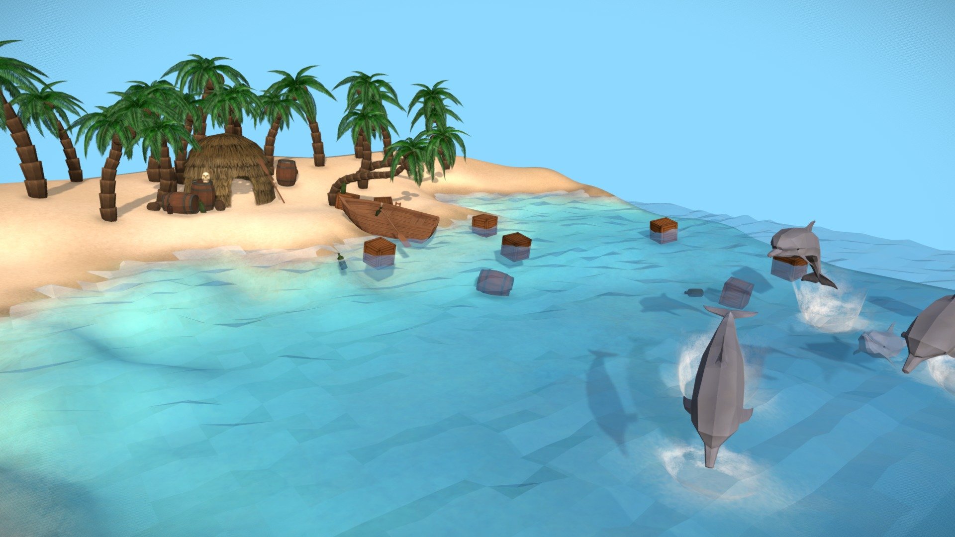 Low poly shipwreck island - 3D model by pasottomonica [97da17d] - Sketchfab
