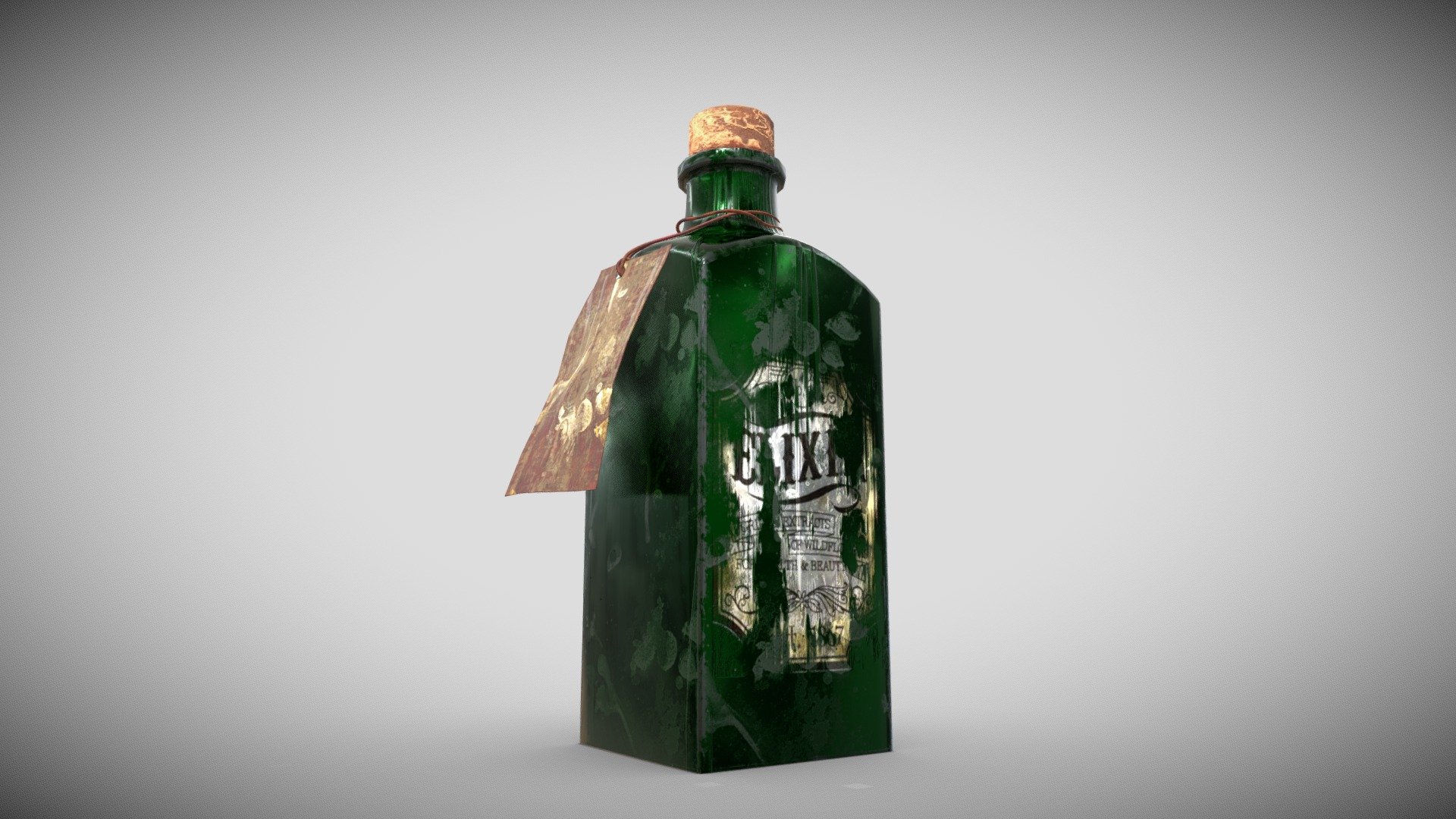 Old elixir potion bottle with label - Buy Royalty Free 3D model by ...