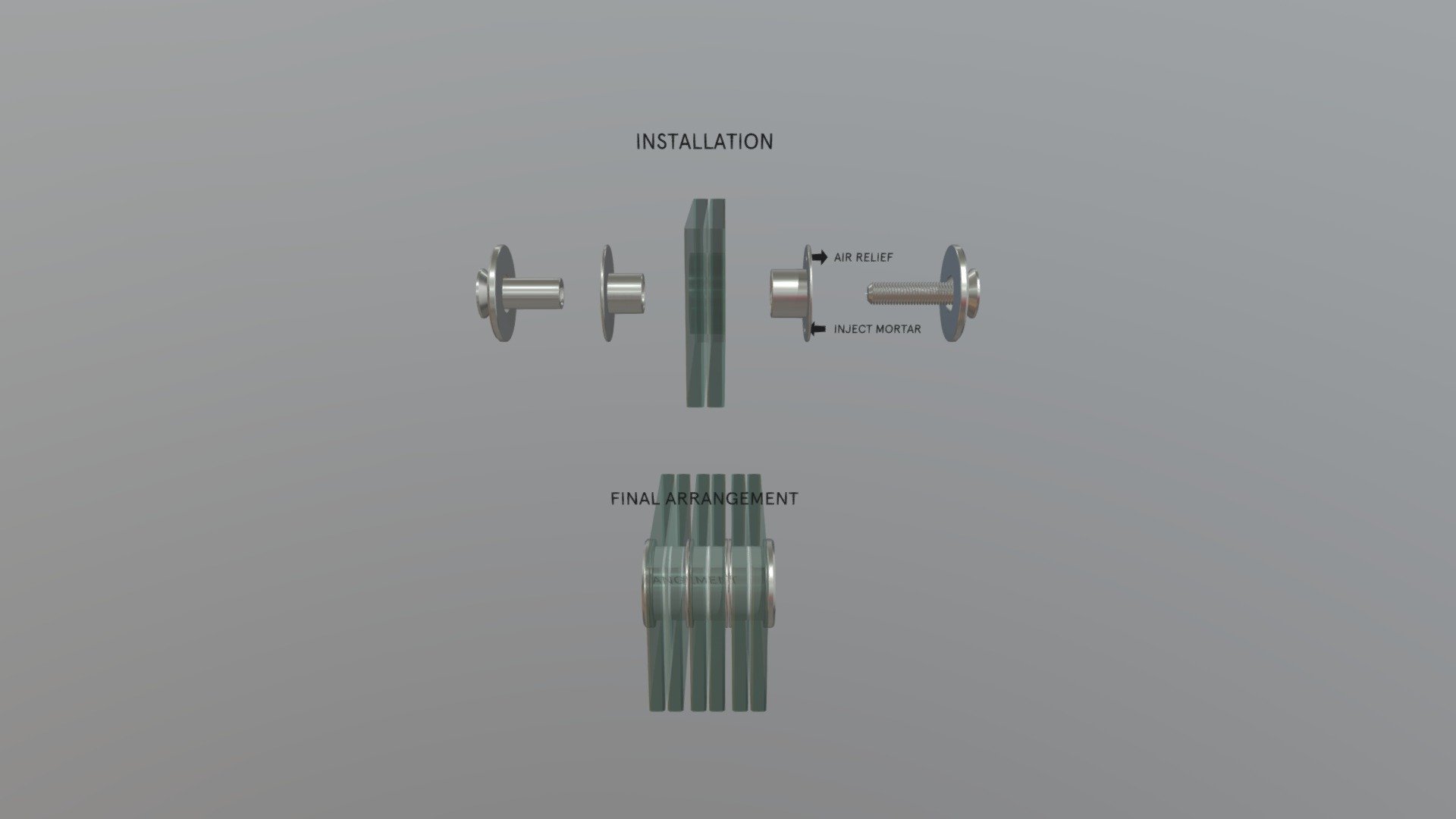 Grouted Glass Bolt Connection - 3D model by tobymiller [97e8763 ...