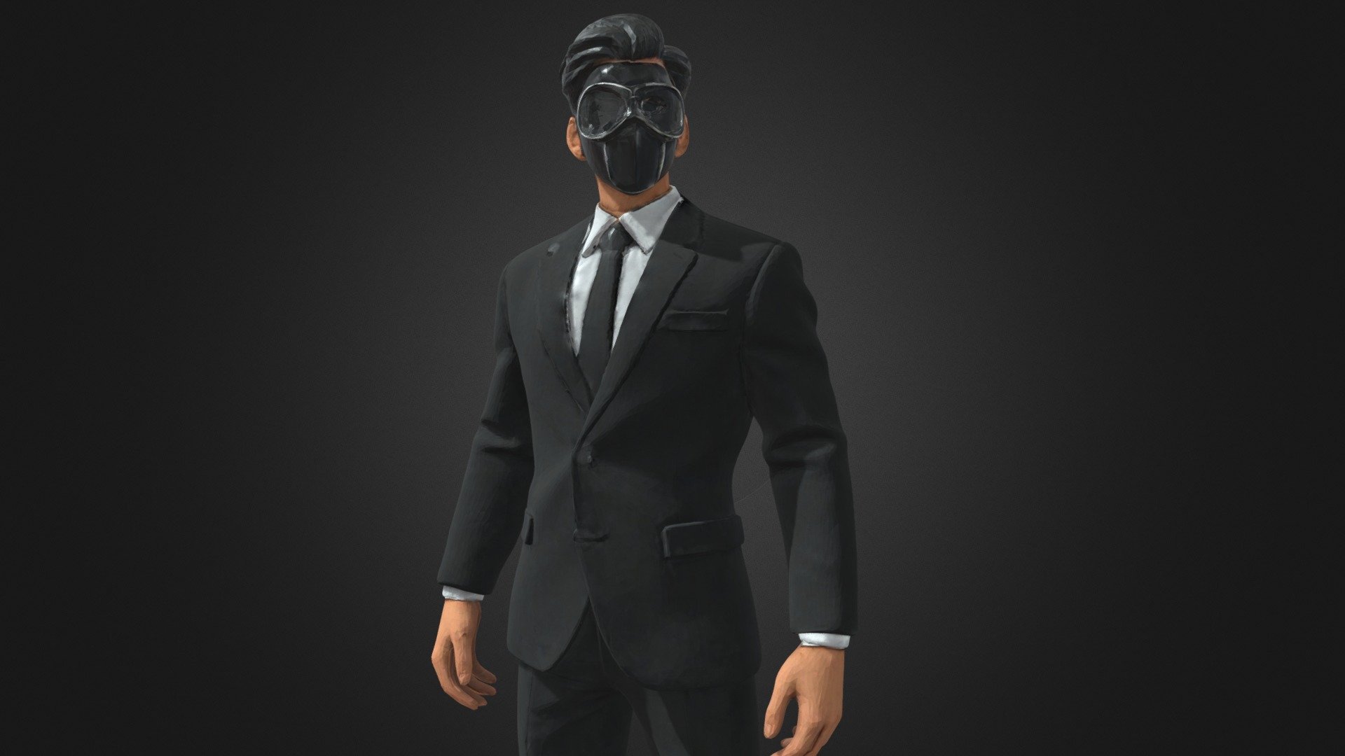 Dark Suited Spy with Detailed Black & White Mask - Download Free 3D ...