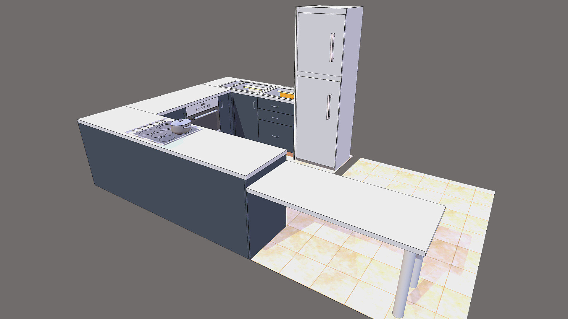 Kitchen draft plan (@0000-3-1_v1.) - 3D model by Csaba.Sík (@csab ...