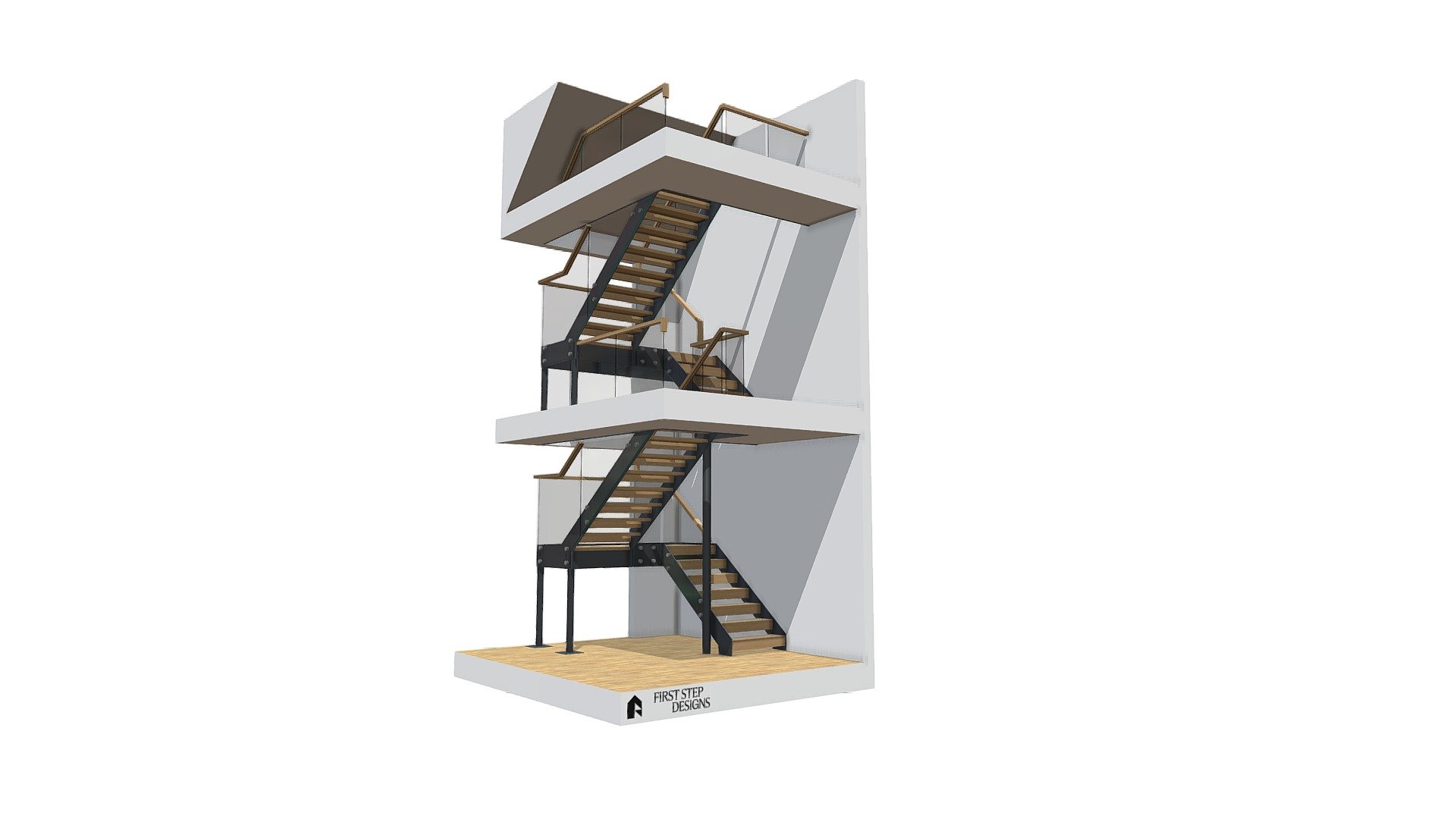 Little Preliminary Steel staircase - 3D model by Nat FSD (@Newelpost ...