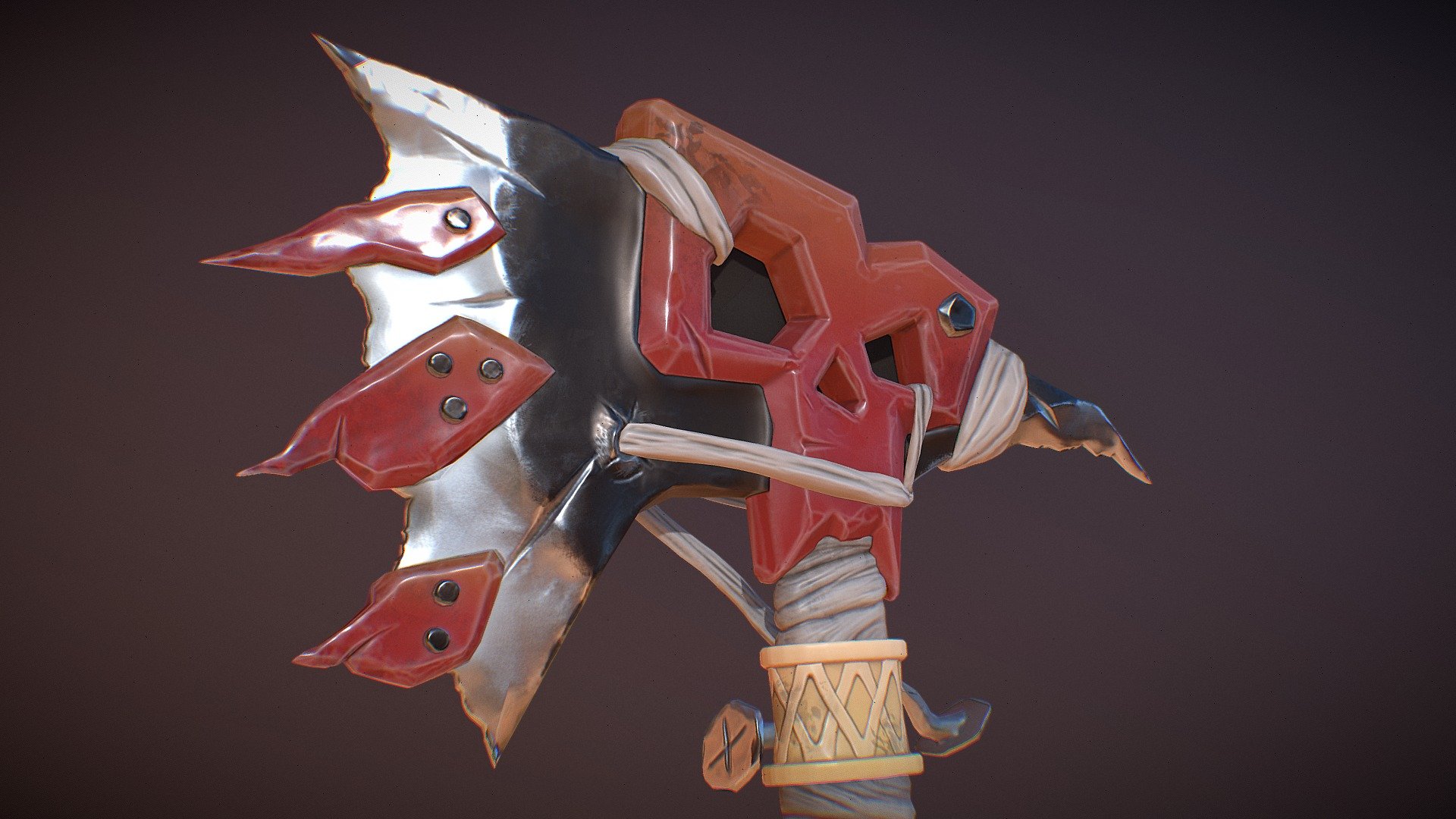 Tresh stylized axe with skull - 3D model by kosten4ik [98541fd] - Sketchfab