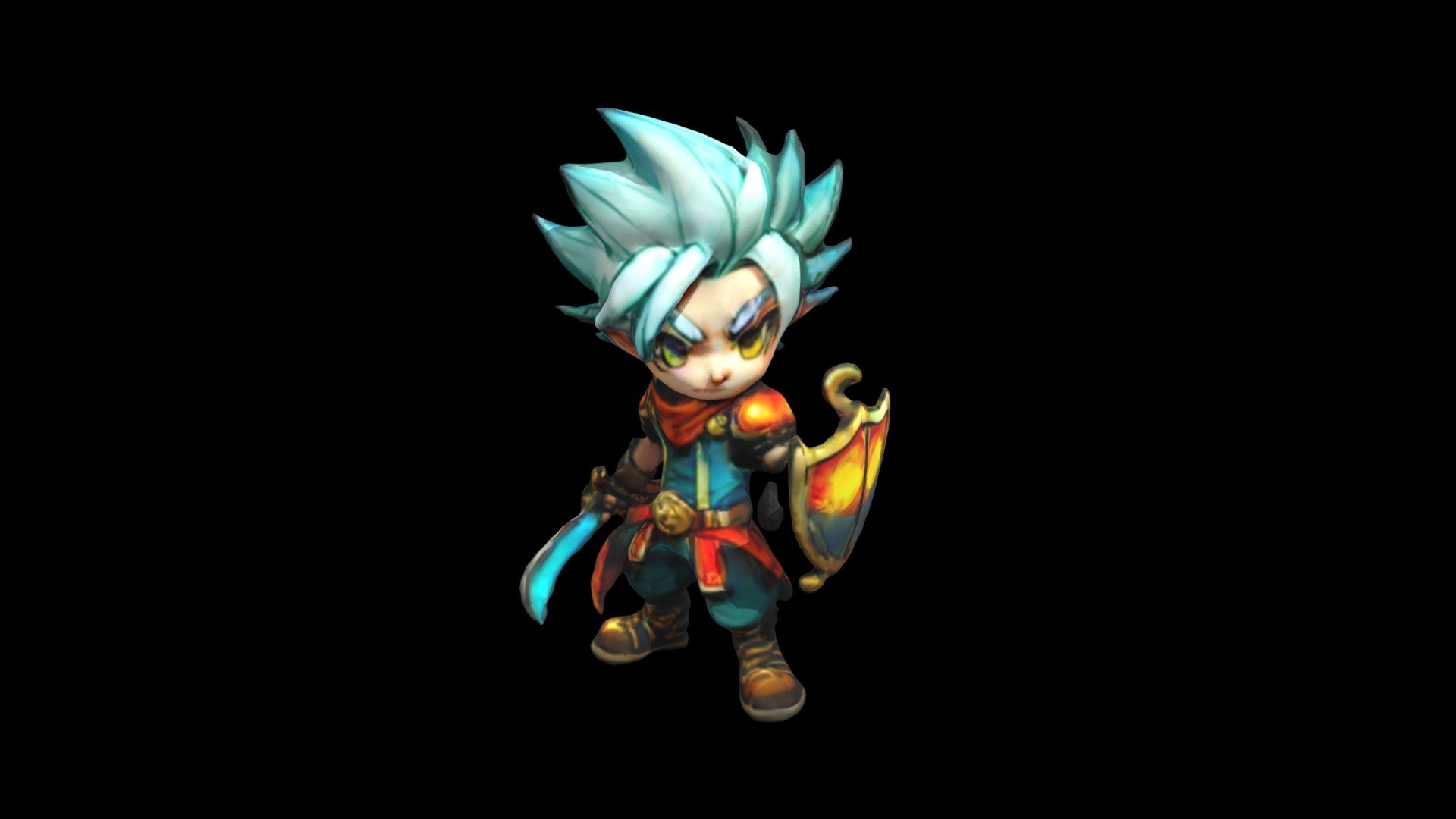 An angry anime-style warrior boy stands tall, pr - Download Free 3D ...