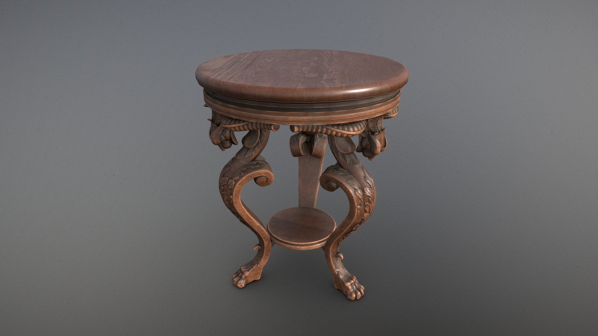 Antique Carved Wooden Table - 3D model by MightyPinecone (@Mighty ...