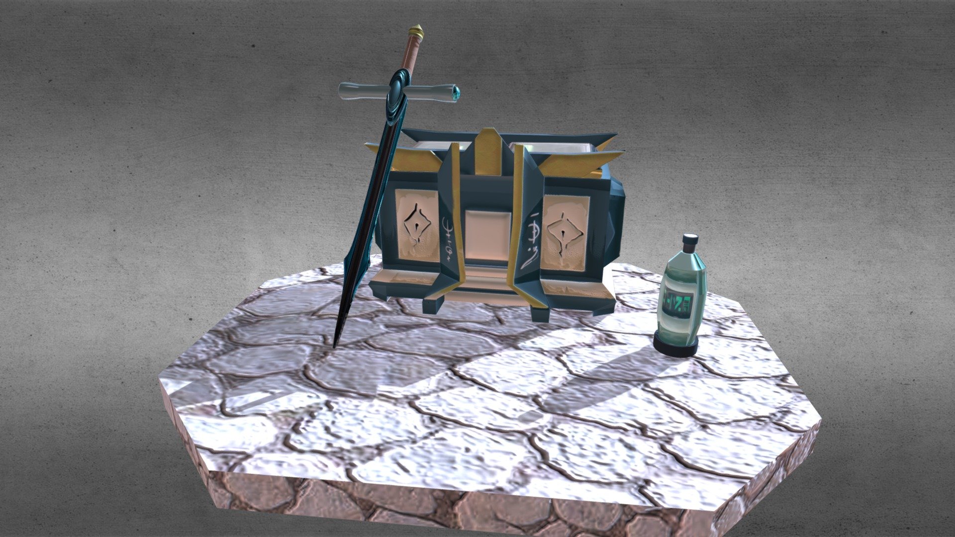 Sword/Chest/Bottle - 3D model by kevin.tek [98ac9ee] - Sketchfab