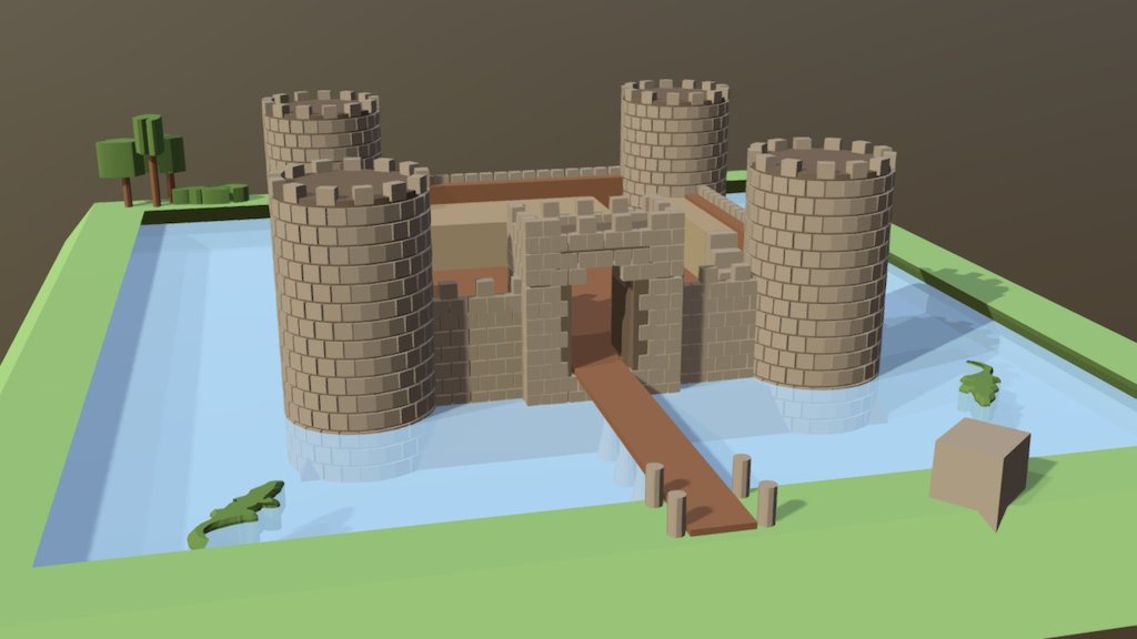 Castle with moat - 3D model by nicovandijk [98b063d] - Sketchfab