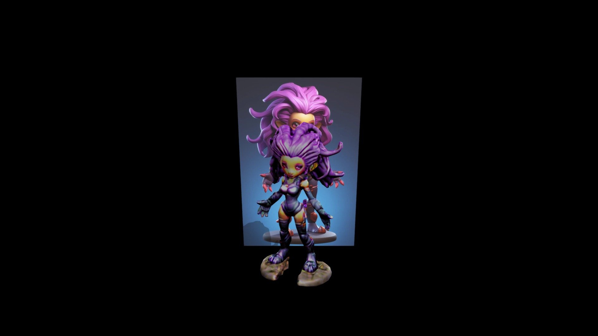 toy figurine of a girl with purple hair wearing - Download Free 3D ...