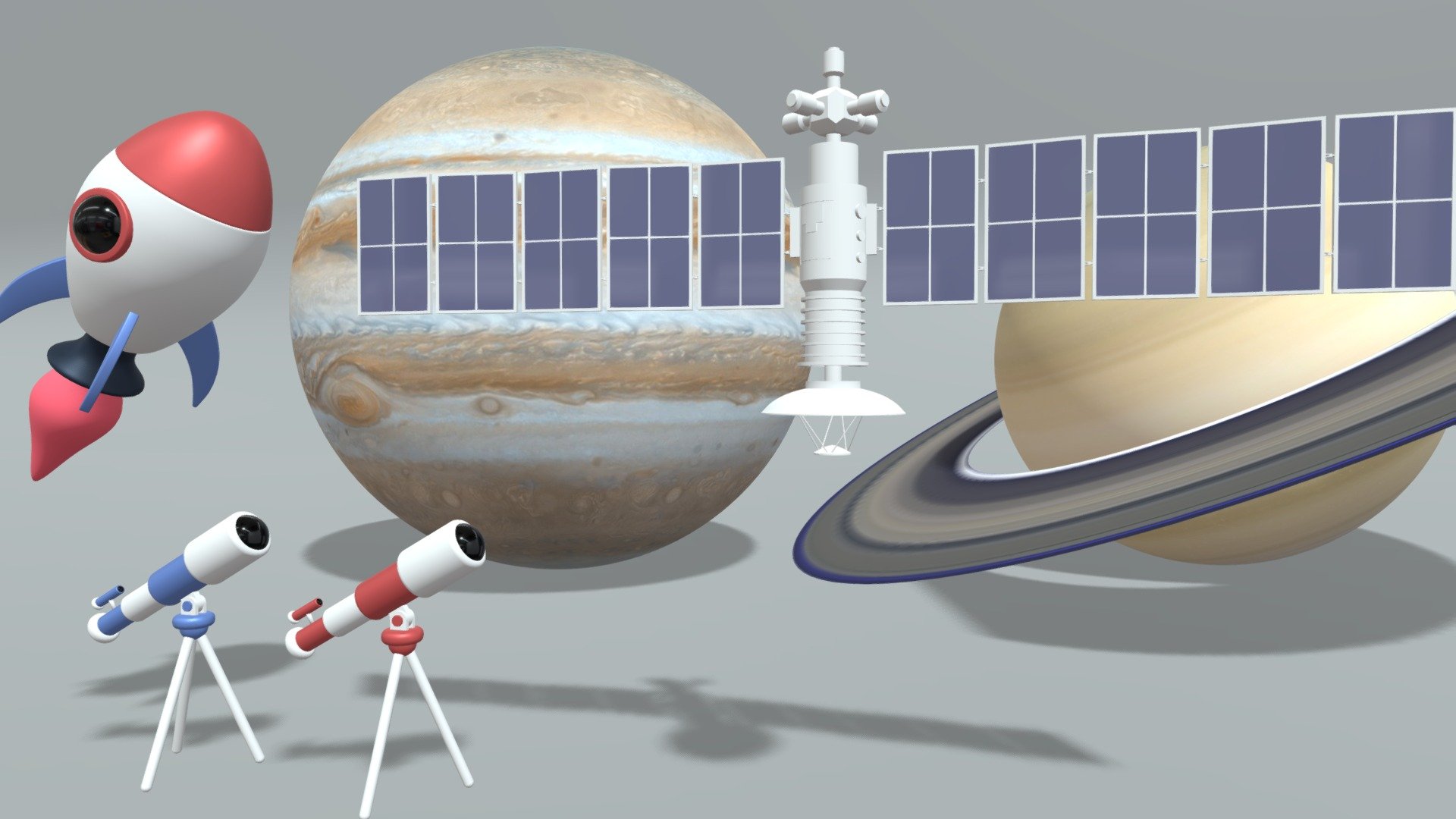 Telescope Rocket Satellite - Buy Royalty Free 3D model by Philip Storm ...