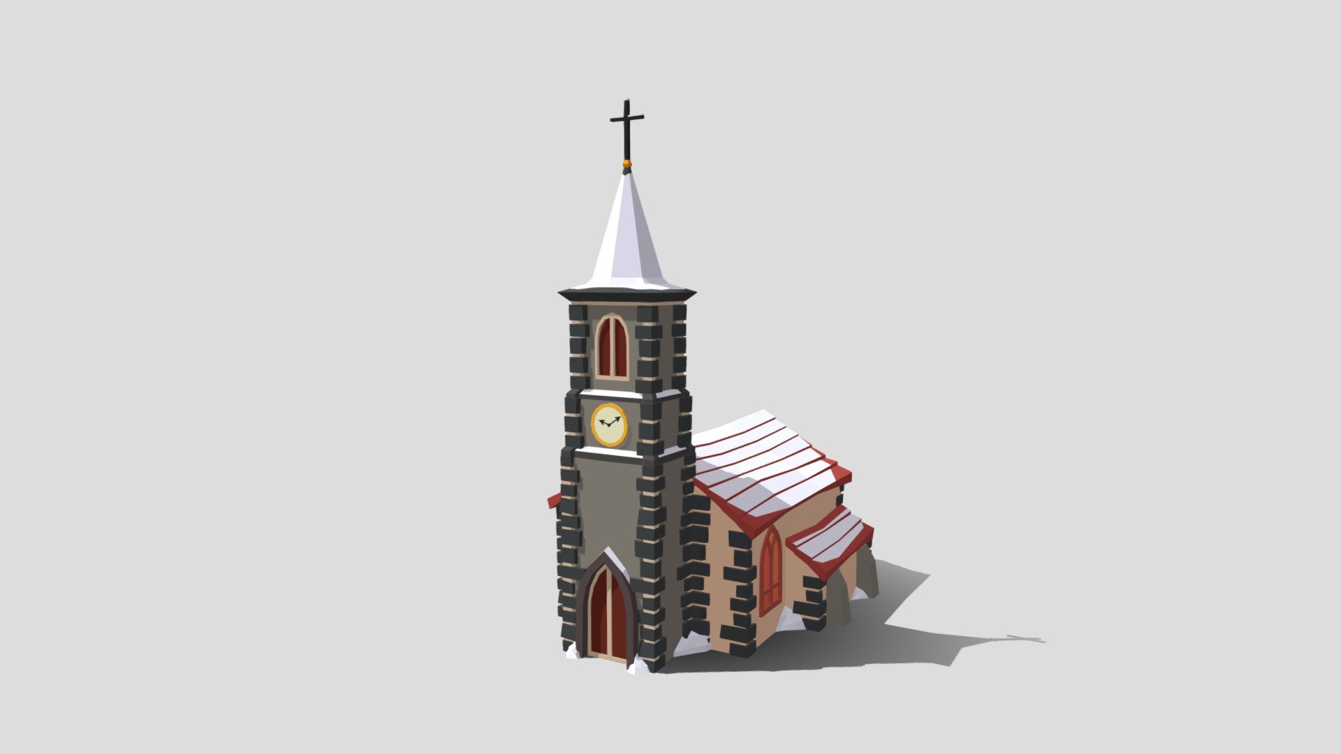 Low poly medieval church with snow - Download Free 3D model by ...