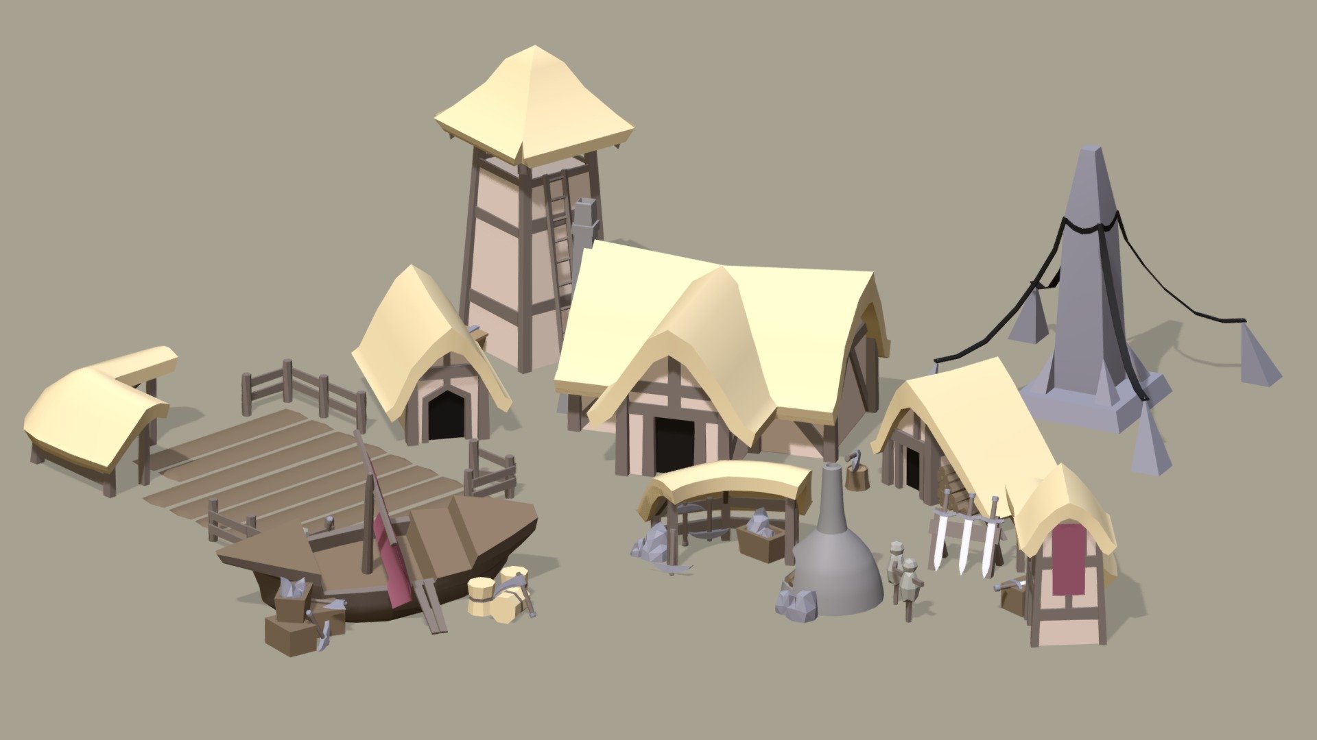 Low-Poly Medieval Buildings (RTS Style) - 3D model by Cleo Renshaw ...