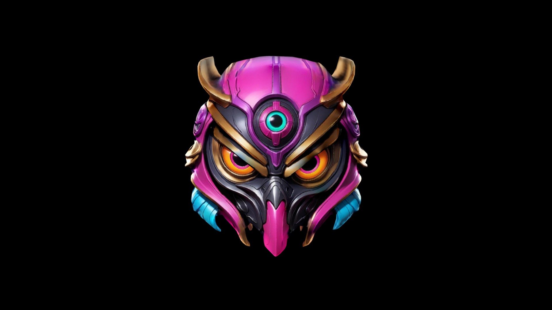 A pink and purple owl robot with a single eye an - Download Free 3D ...