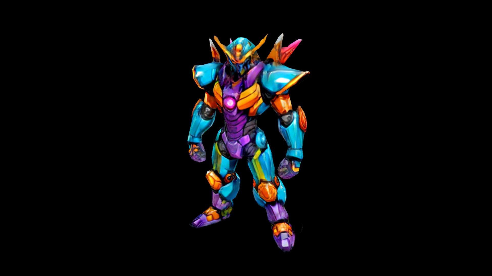 A vibrant robot named "Chromeheart" towers over - Download Free 3D ...
