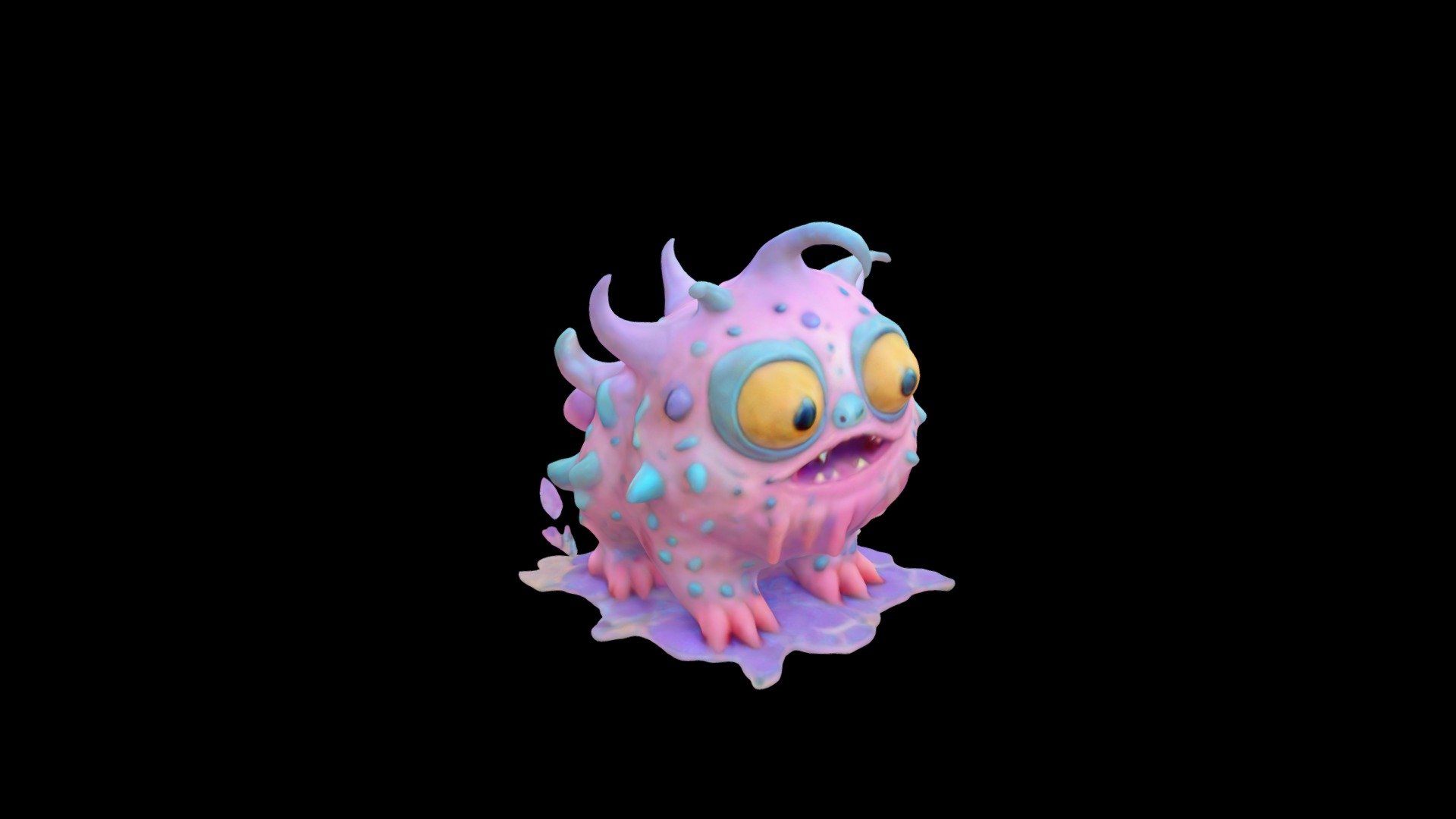a pink and purple monster with blue spots and sh - Download Free 3D ...