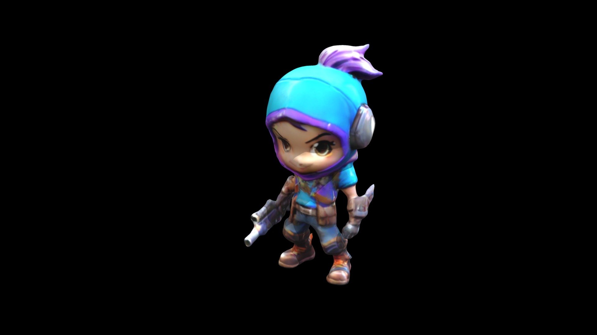 Anime-style action character with vibrant colors - Download Free 3D ...