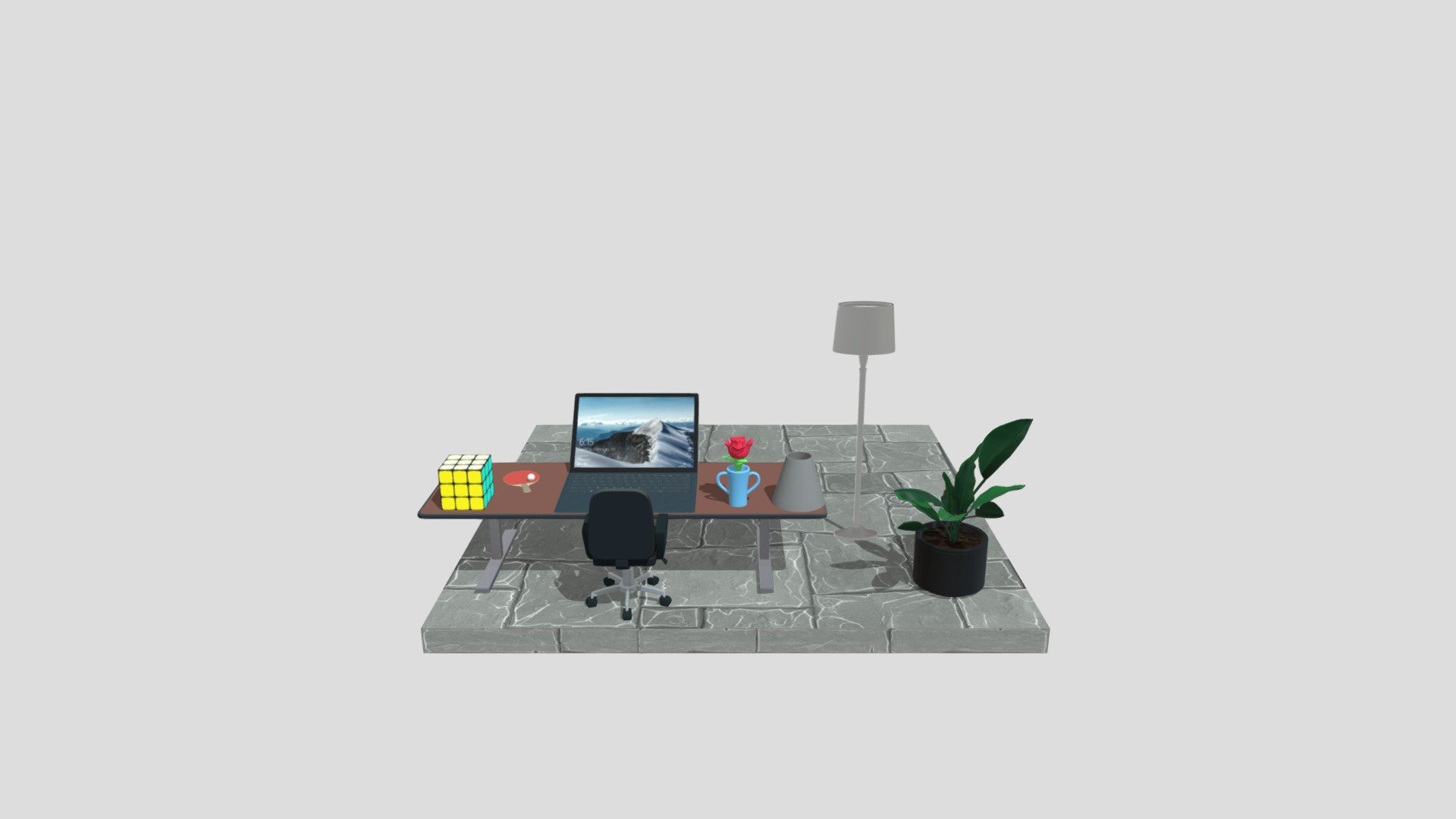 3d Rubic Cube With Other Office Room Elements - 3D model by laxleychr ...