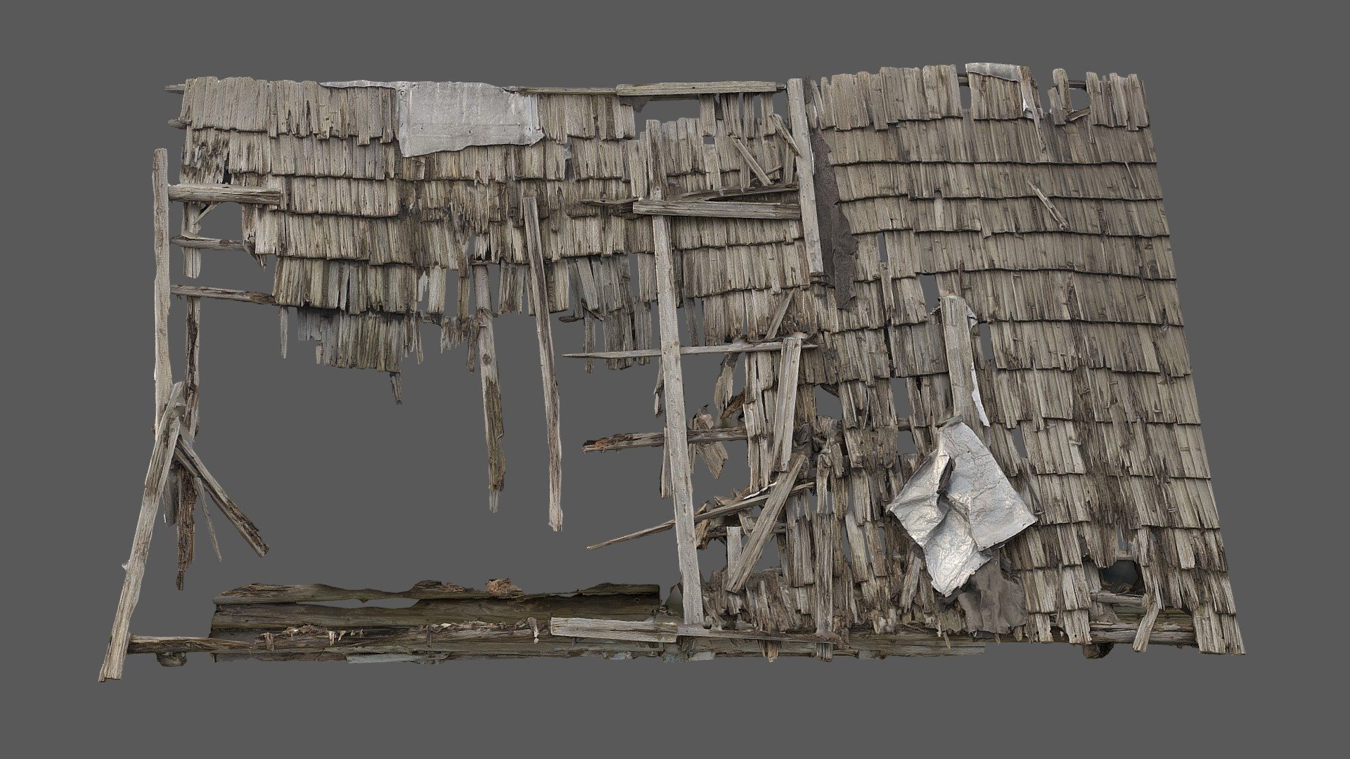 decayed wooden shingle roof B1 - Buy Royalty Free 3D model by Оrрндп ...