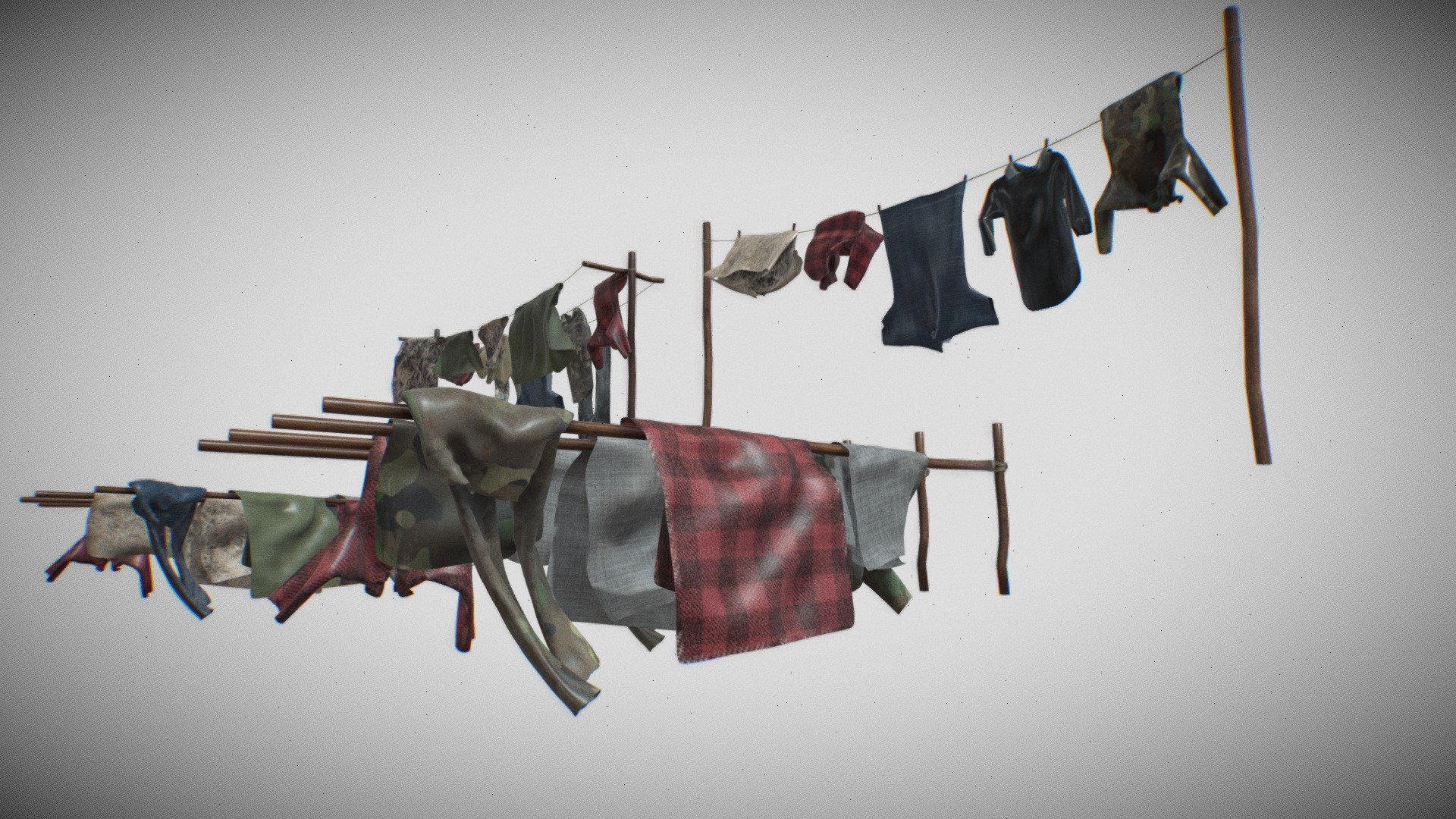 Washing line washing poles clothes shirts pants - Buy Royalty Free 3D ...