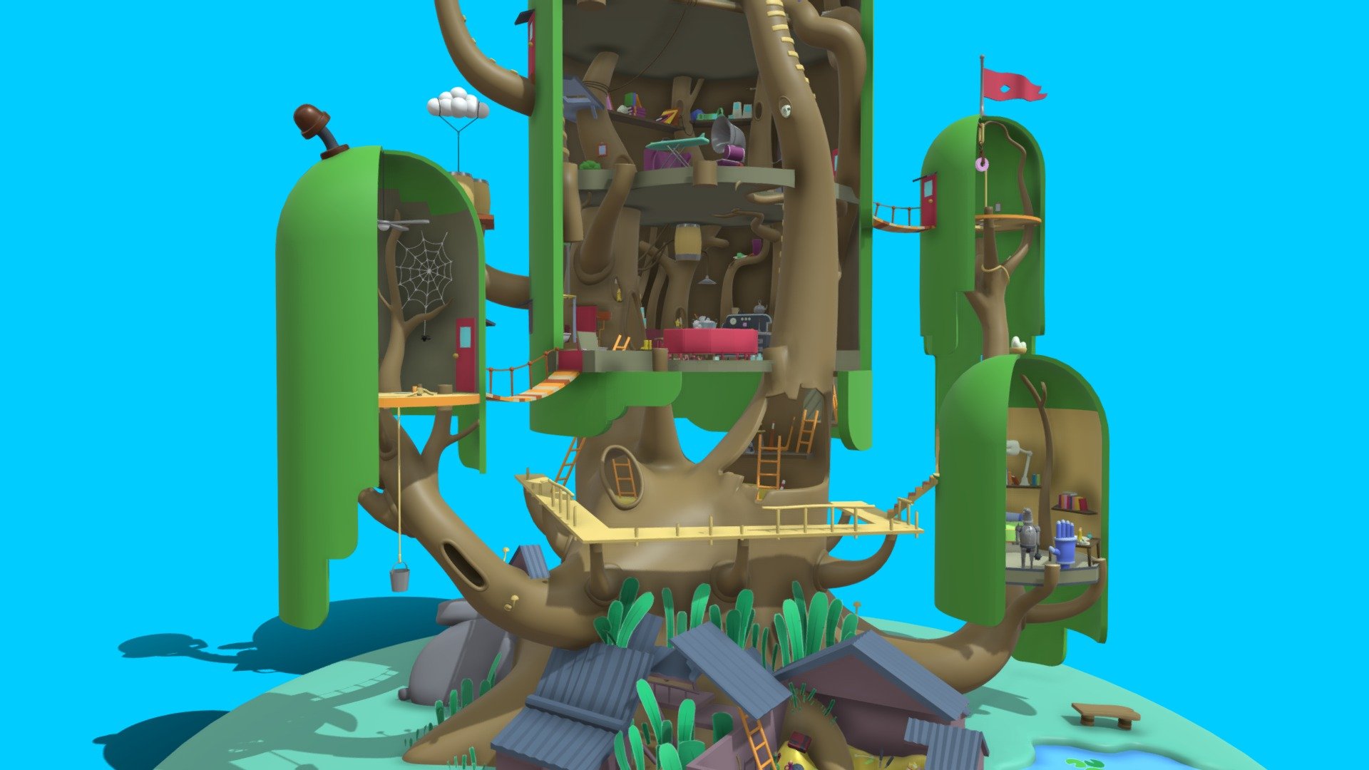 Tree Fort Model V4 - 3D model by onurparlak [997209a] - Sketchfab