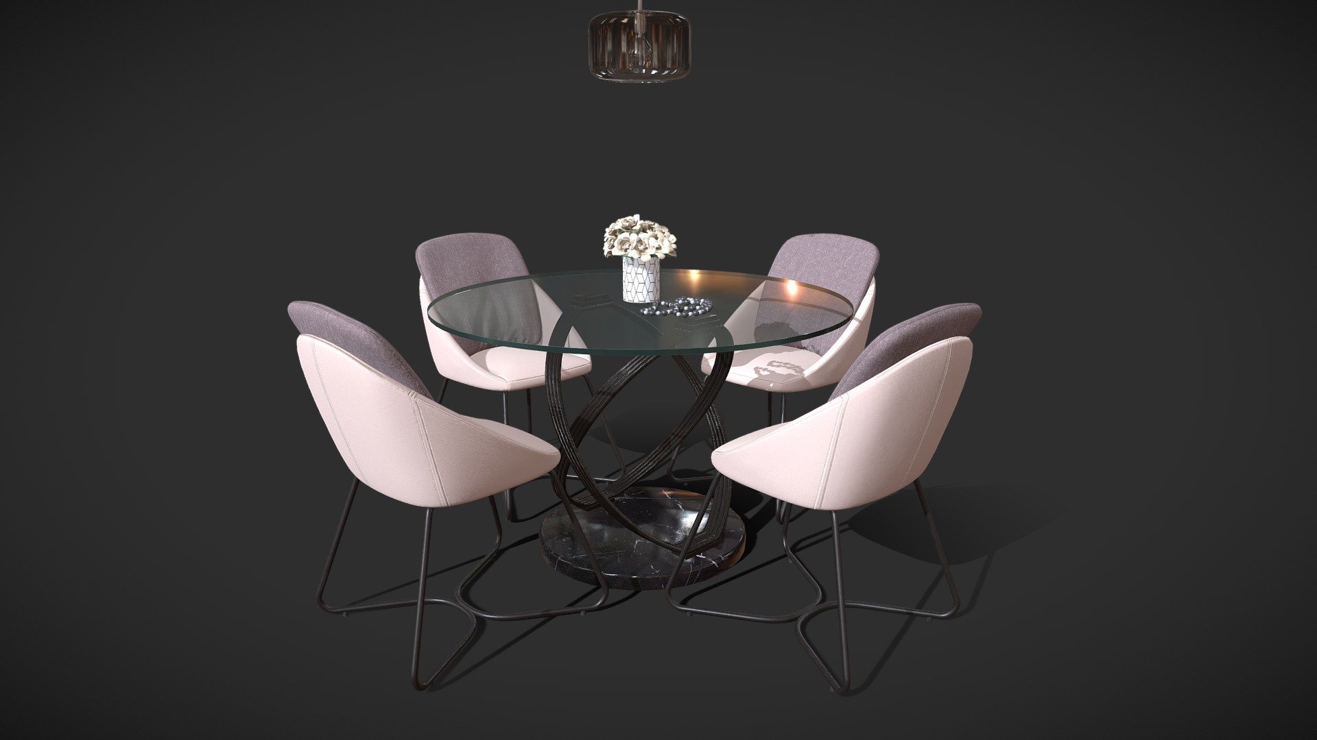 Table OPTIKO, chair K-391, Pendant light PANTILO - 3D model by AlLEXSam ...