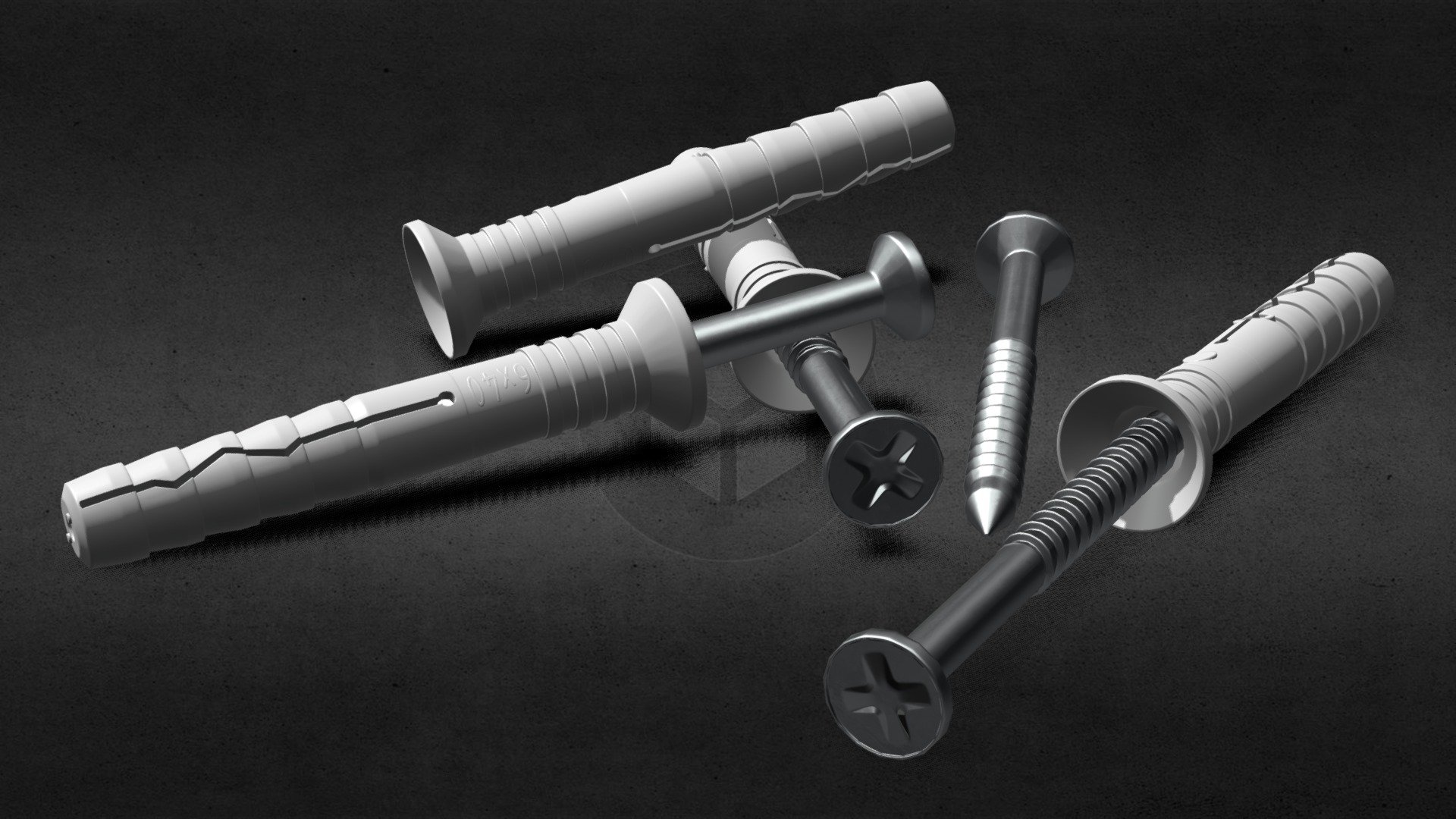 Dowel with screw lowpoly - 3D model by Yuri Kruglov (@YuriKruglov ...