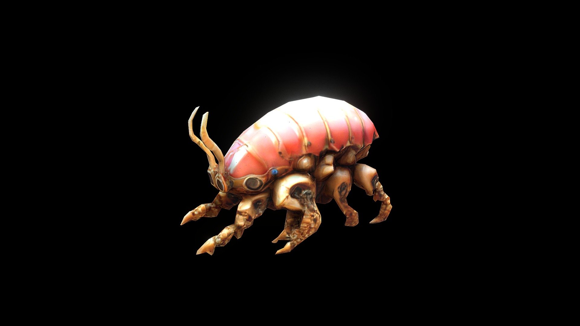 a 3d rendering of a bug with a pink shell - Download Free 3D model by ...