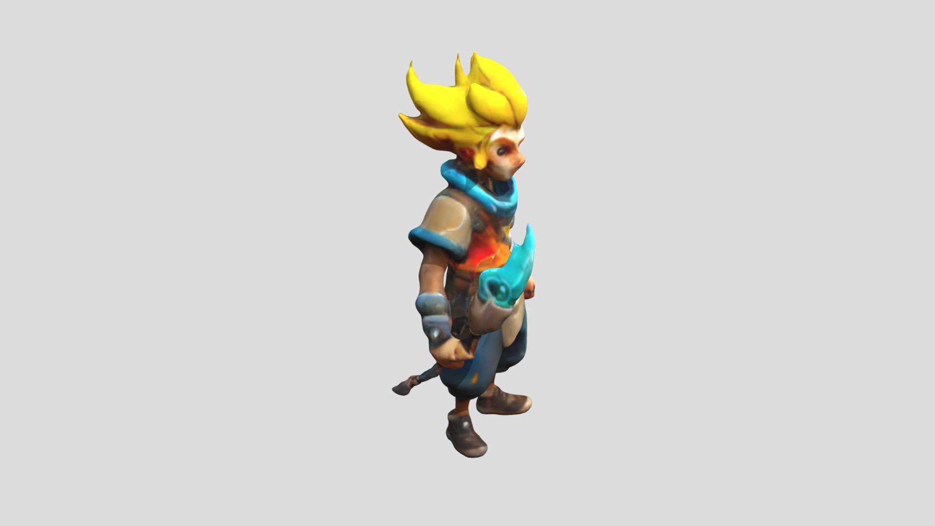 a cartoon character with a torch and a backpa - Download Free 3D model ...