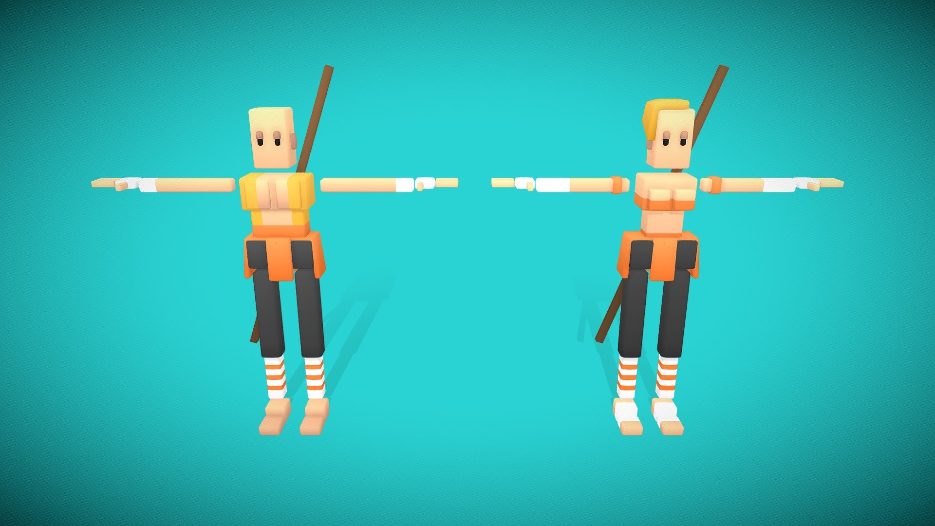 Poxel - Monk Characters - Rigged - Buy Royalty Free 3D model by ...