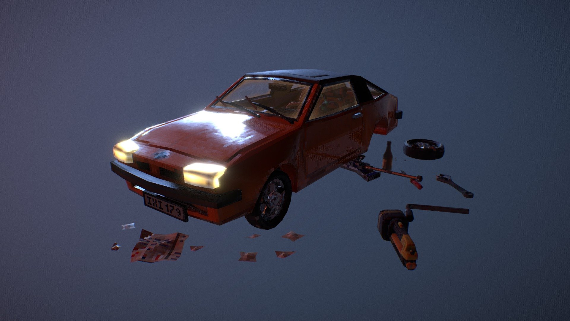 80s Pixel Car - 3D model by DarkDisguise [99c2ddb] - Sketchfab