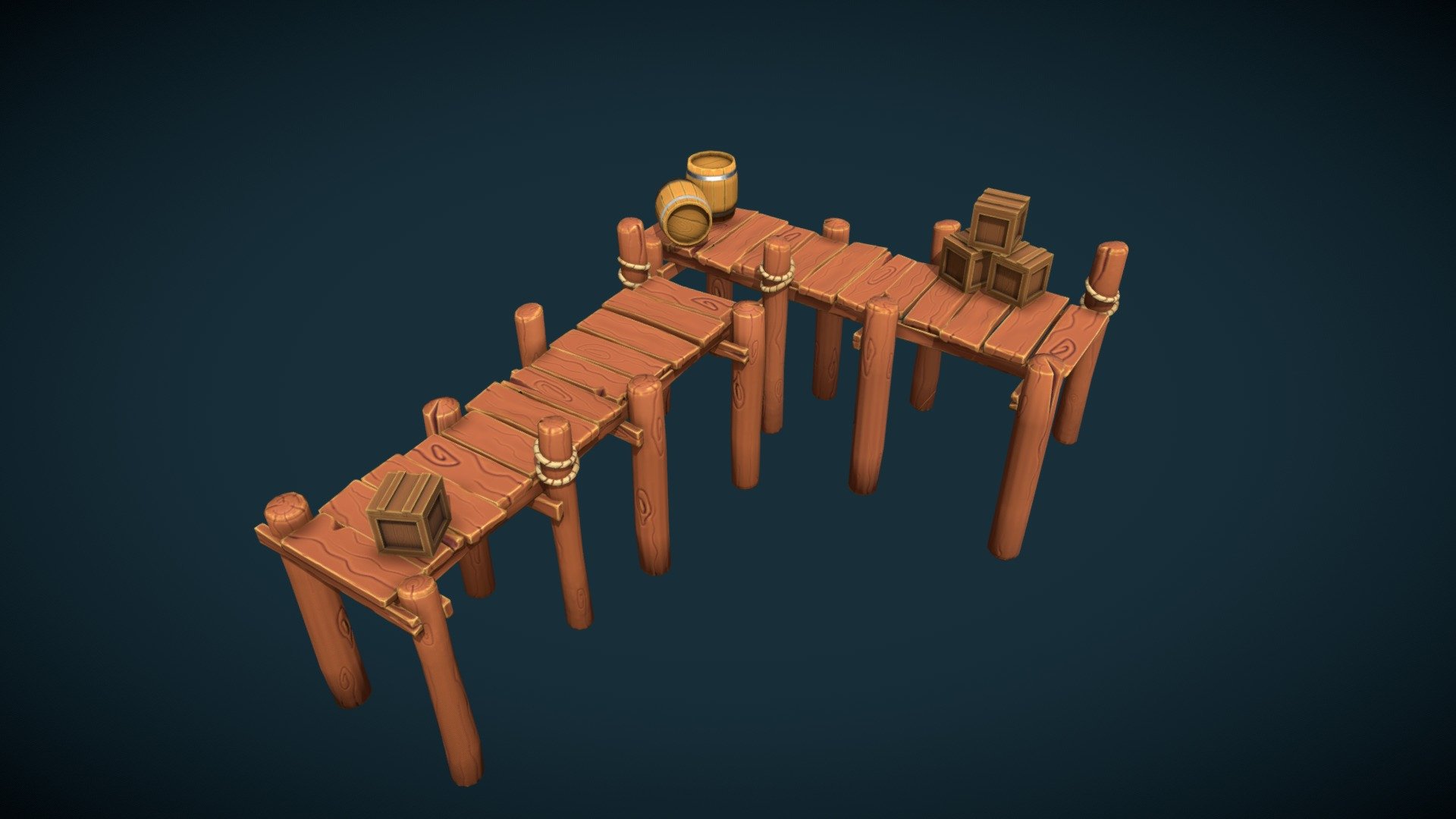 Stylized handpainted fishing pier - 3D model by Scritta [99c31a2 ...