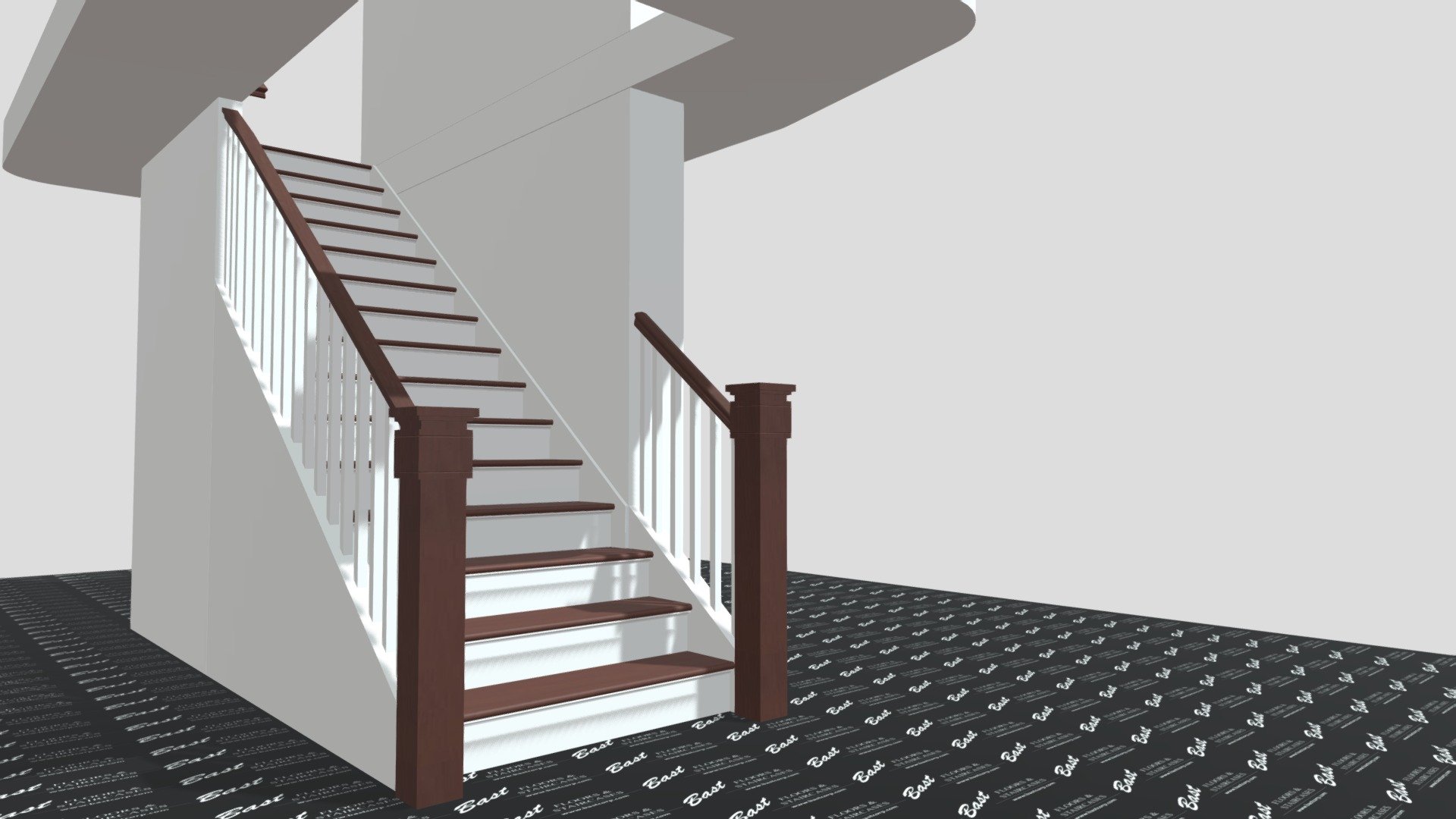 pg balusters/stained box newels w/ cove cap - 3D model by Bast floors ...