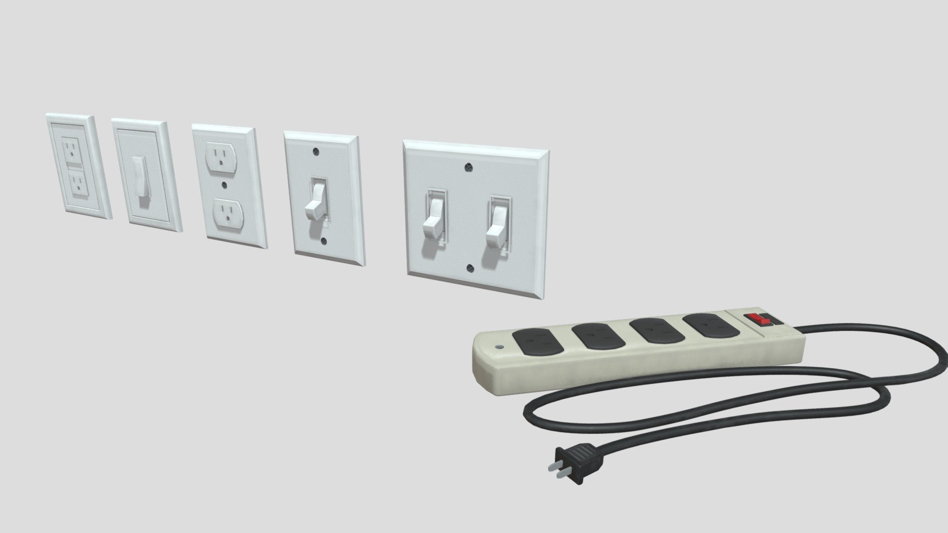 Power Plug, Outlet, Soket, Connector Strip - Buy Royalty Free 3D model ...
