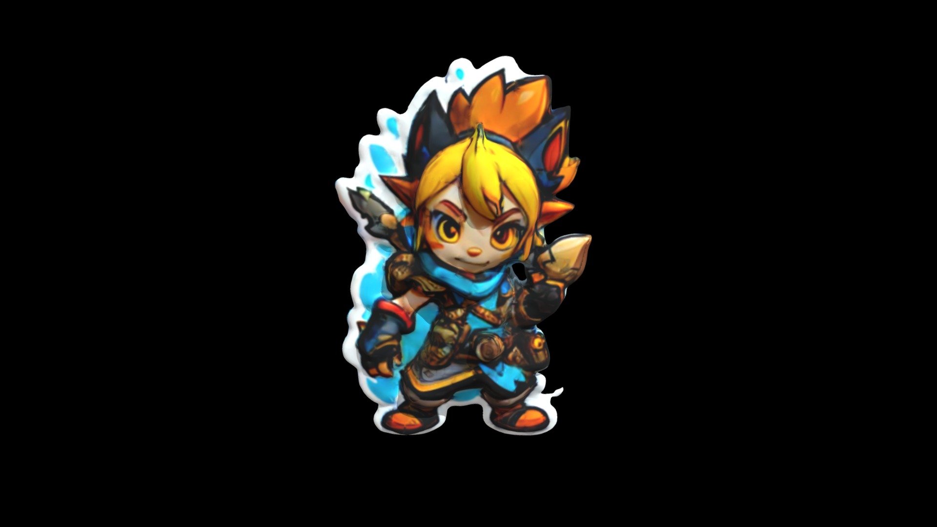 a sticker of a cartoon character with the let - Download Free 3D model ...