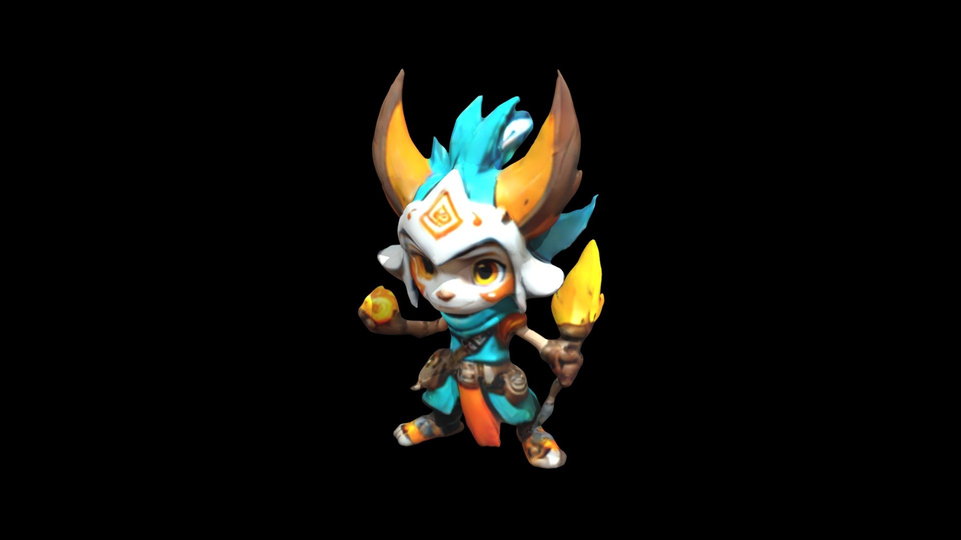 a cartoon character holding a torch with the - Download Free 3D model ...
