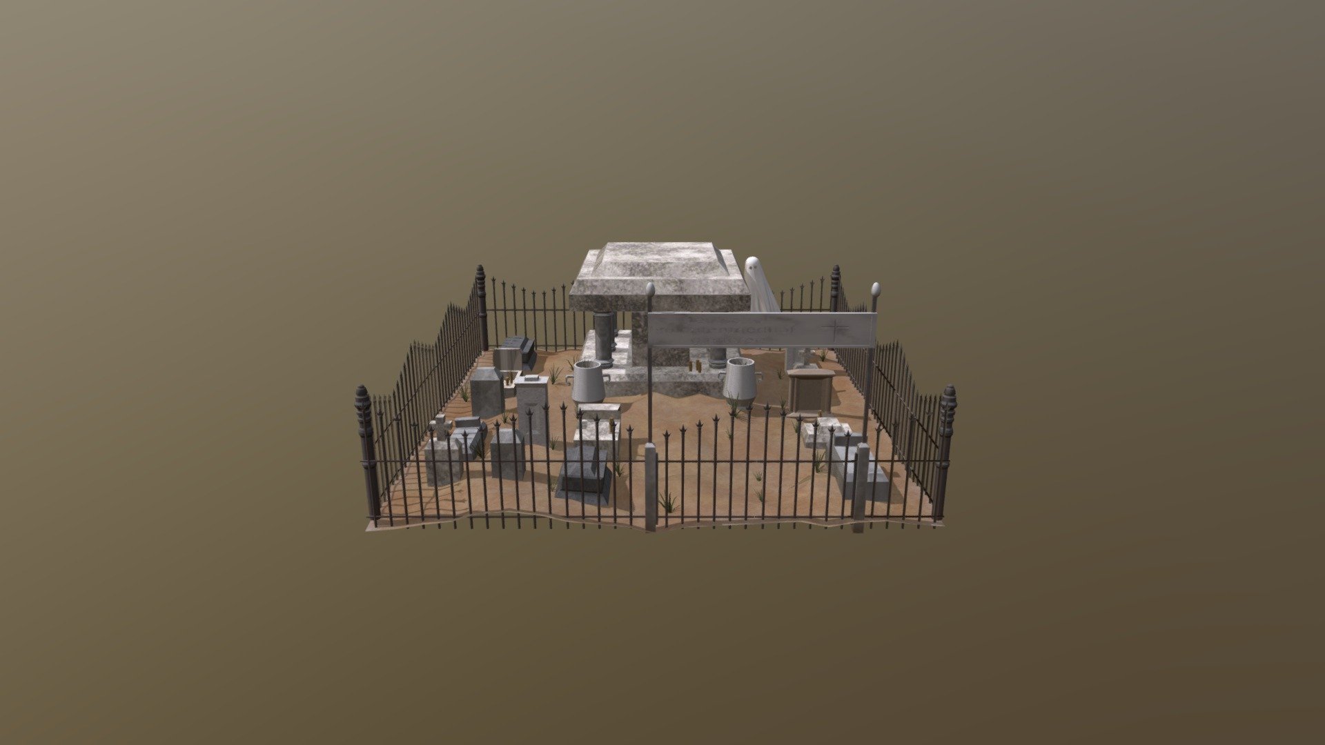 Graveyard with Mausoleum - 3D model by meganbiggs [9a0c984] - Sketchfab