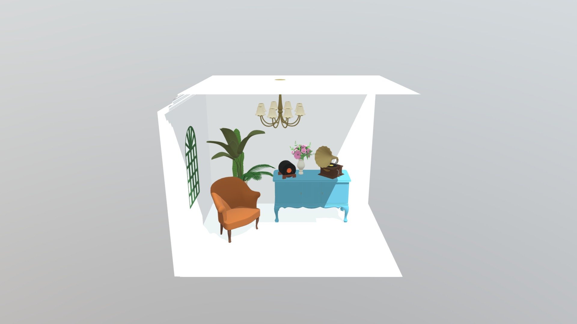 Vintage Living Room (Wireframe) - 3D model by Dora.Bordin ...