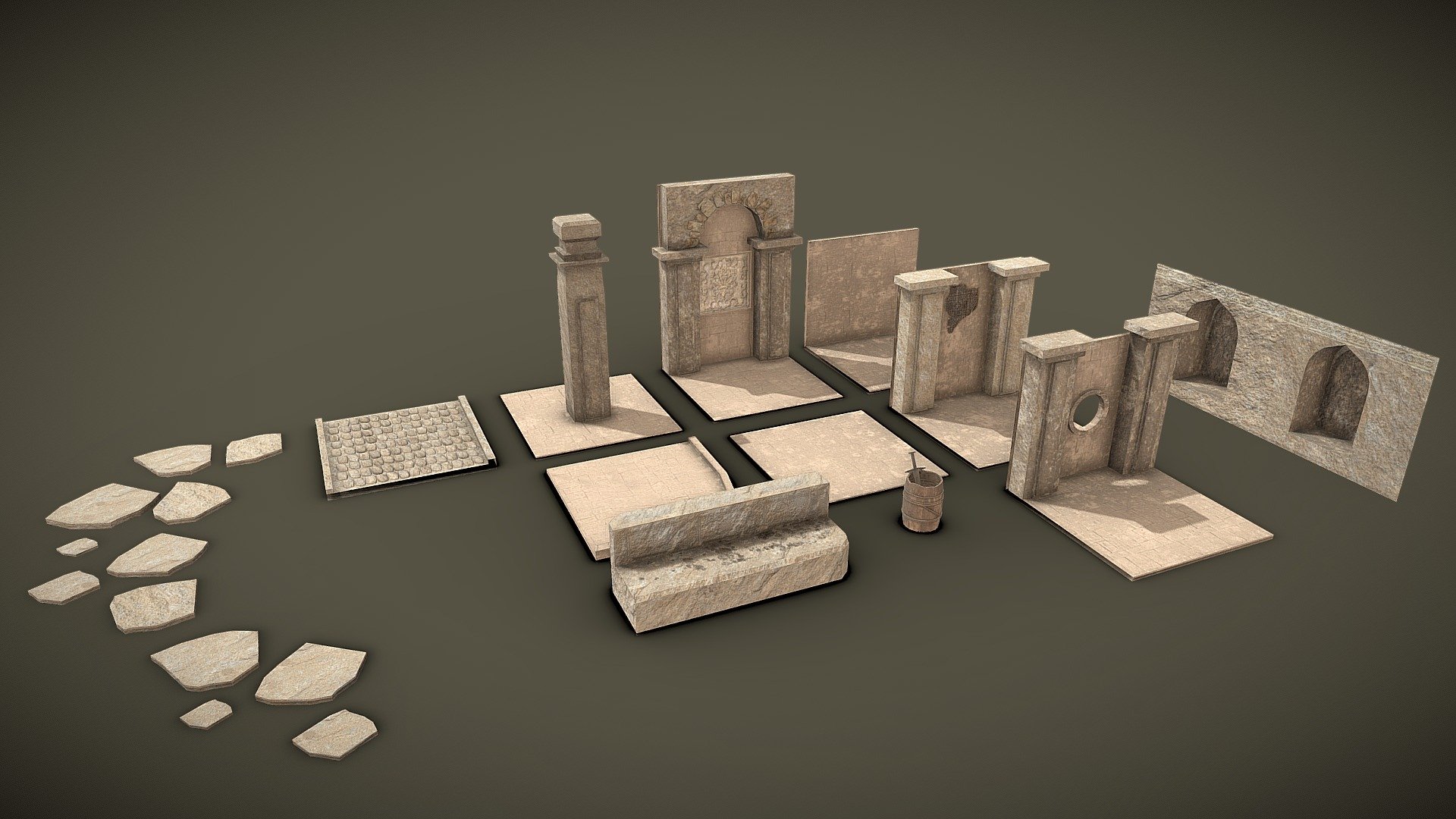 Modular Asset Pack (carved stones) - 3D model by ahmedsuoamra [9a30281 ...