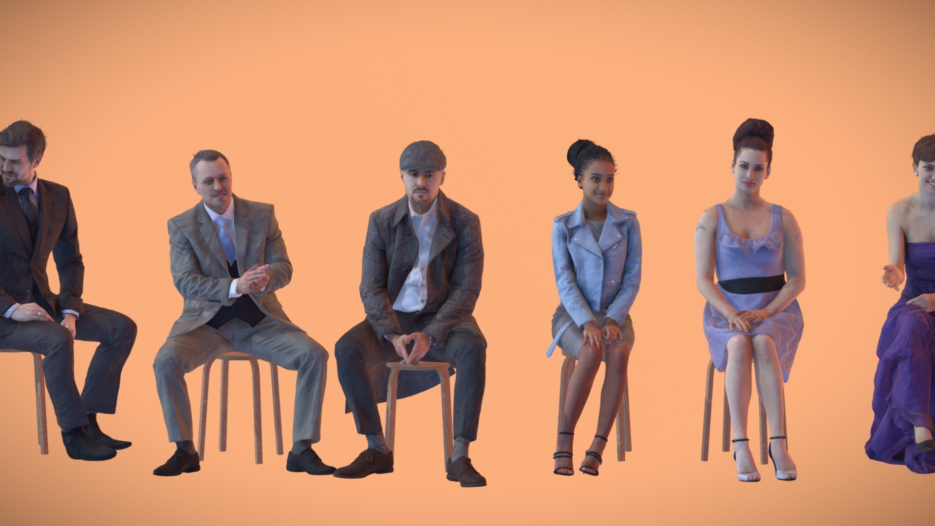 6X Sitting Business TREAPL People Man and Woman - Buy Royalty Free 3D ...