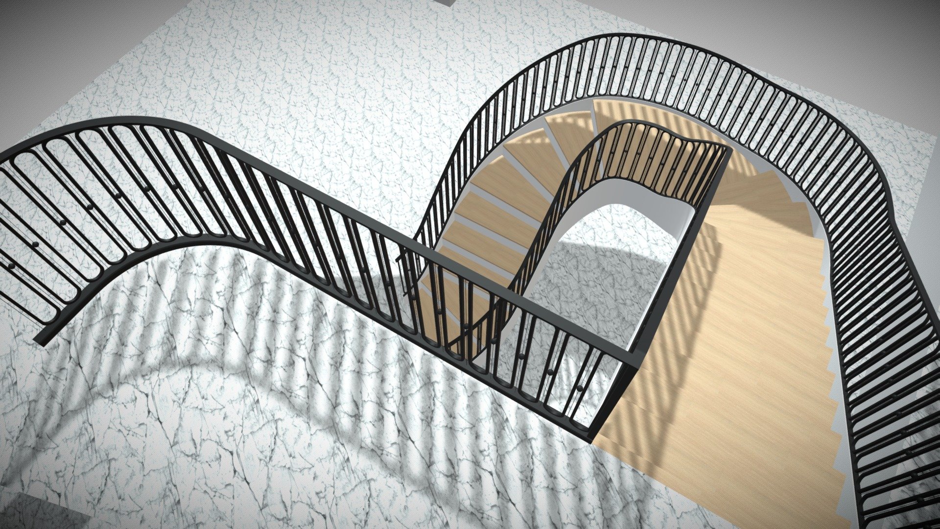 Oval Balusters Panels and floor balustrade - 3D model by 3D Software ...