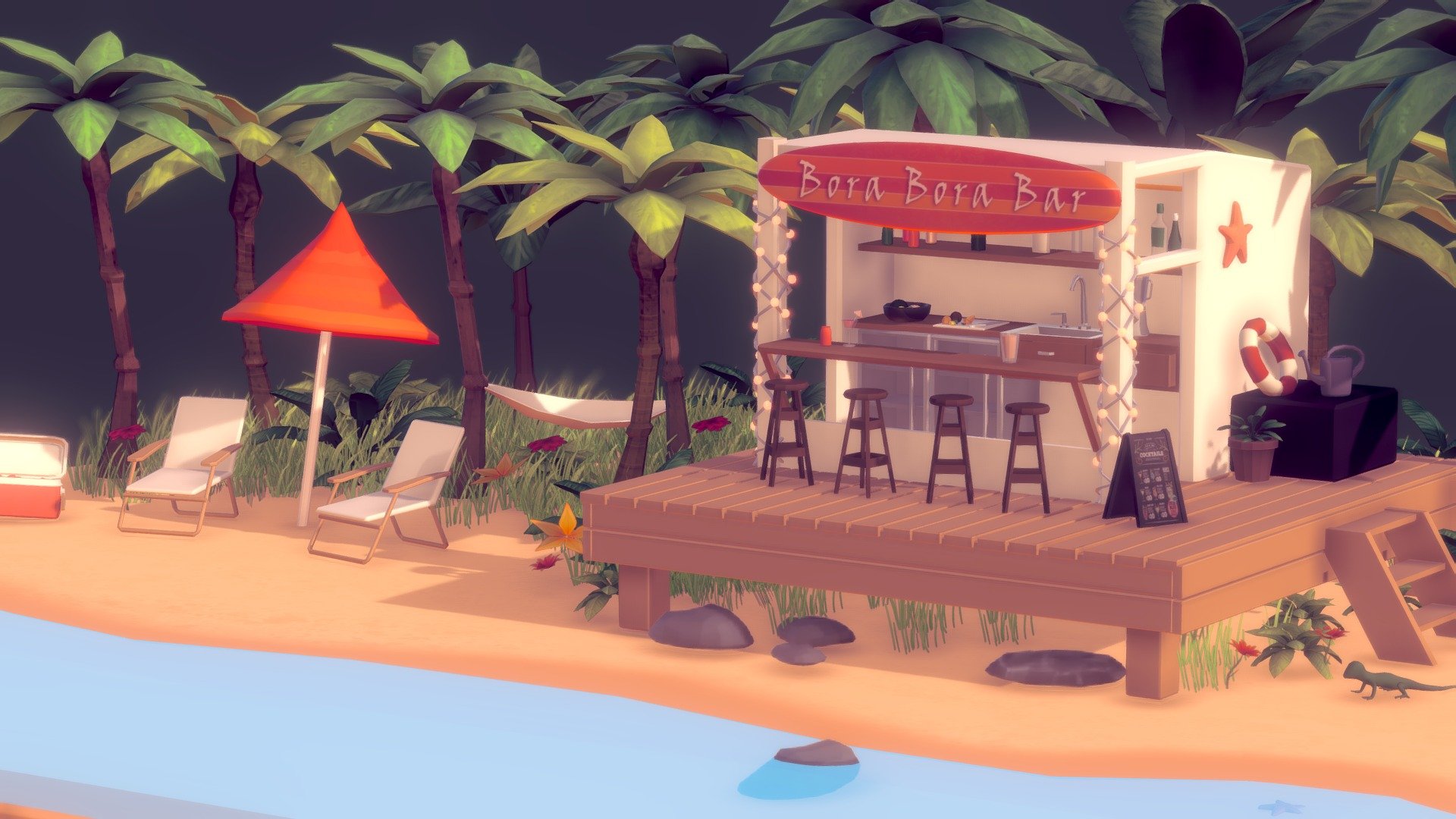 Tropical Beach - 3D model by Victoria Reinhold (@reinhold) [9a36693 ...