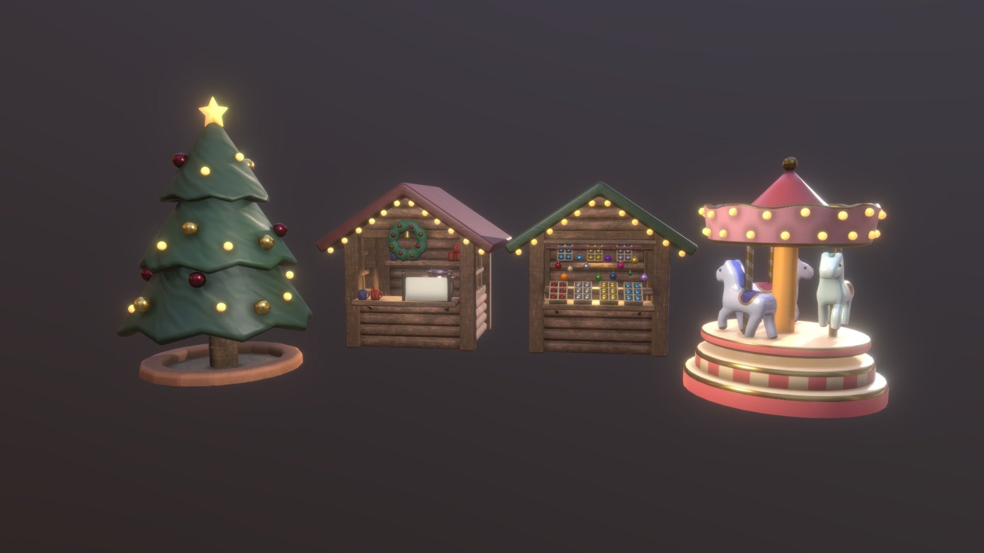 Cute ChristmasMarket Set - 3D model by Kana-Beru [9a5c328] - Sketchfab