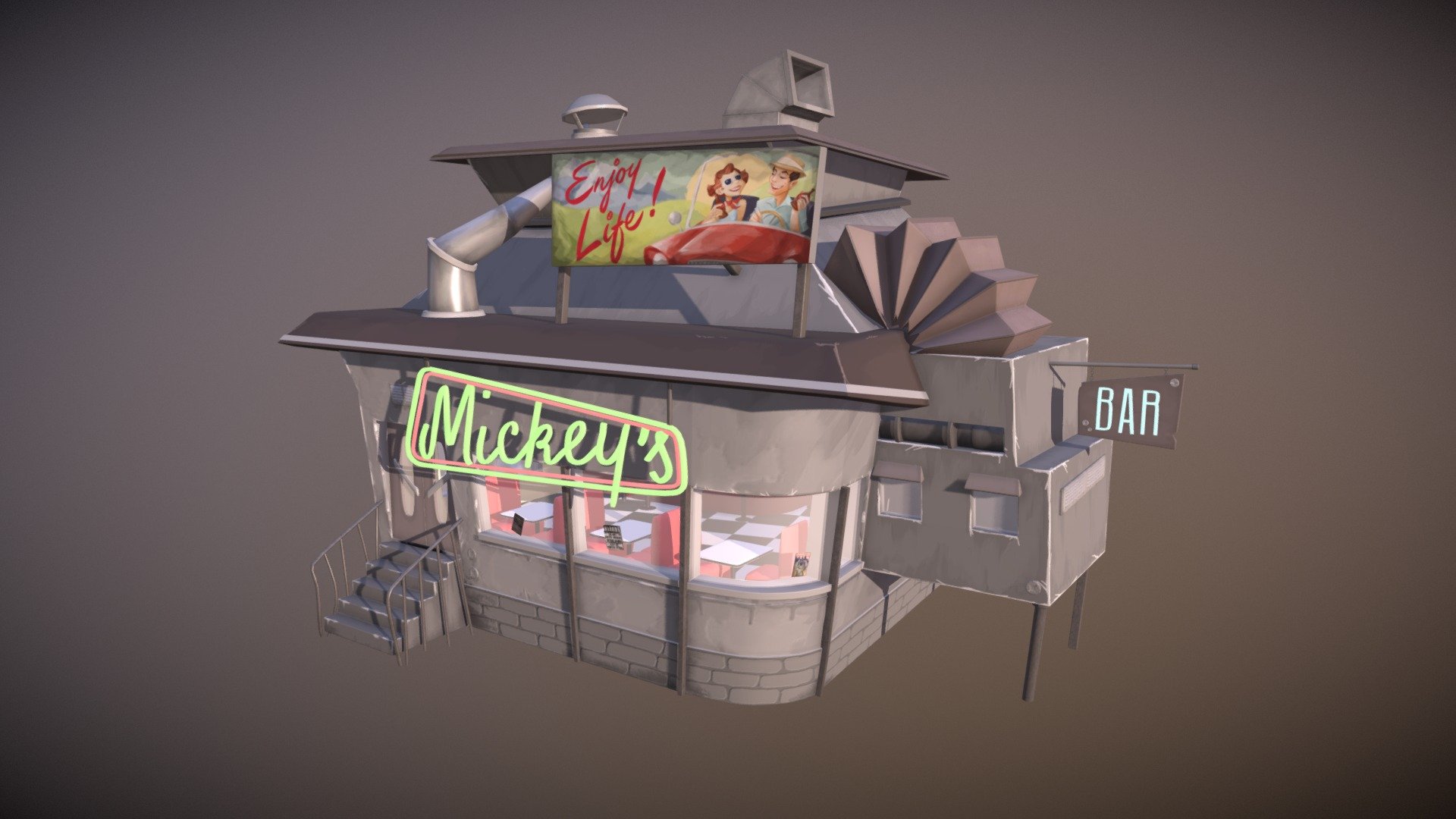 Diner - 3D model by mollymccarthy [9a819b4] - Sketchfab