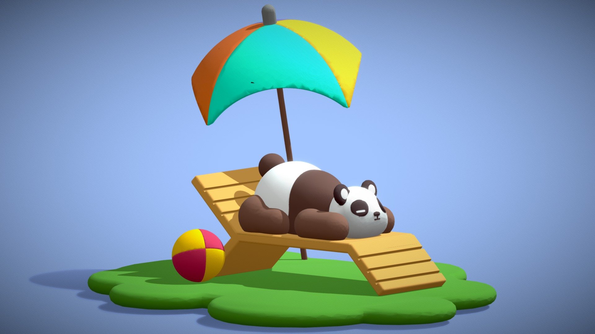 Sleeping Panda - Calm Resting - Summer Scene - Download Free 3D model ...