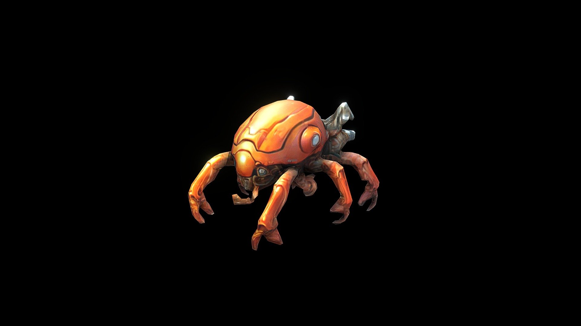 a drawing of a robotic crab with a blue eye - Download Free 3D model by ...
